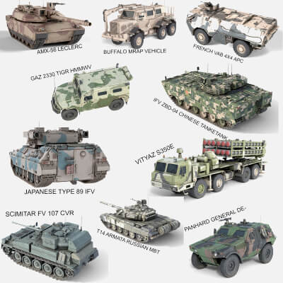 10 Military Vehicles Collection V5 - 3D Model by 3dstudio