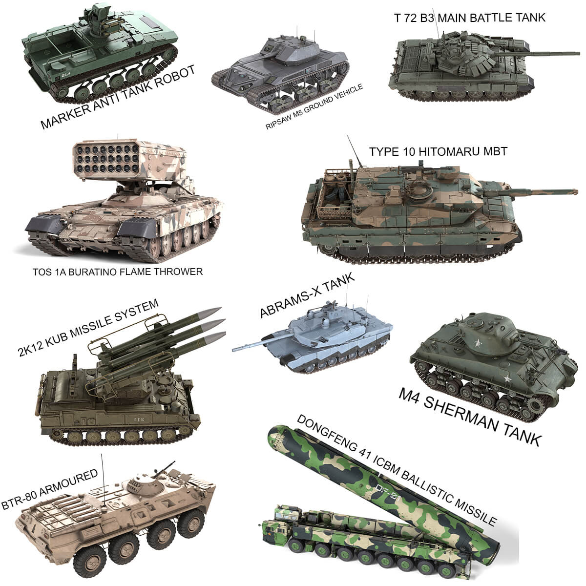 10 Military Vehicles Collection V7 - 3D Model by 3dstudio