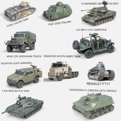 10 Military Vehicles Collection V9 - 3D Model by 3dstudio
