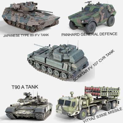 5 Military Vehicles Collection V12 - 3D Model by 3dstudio