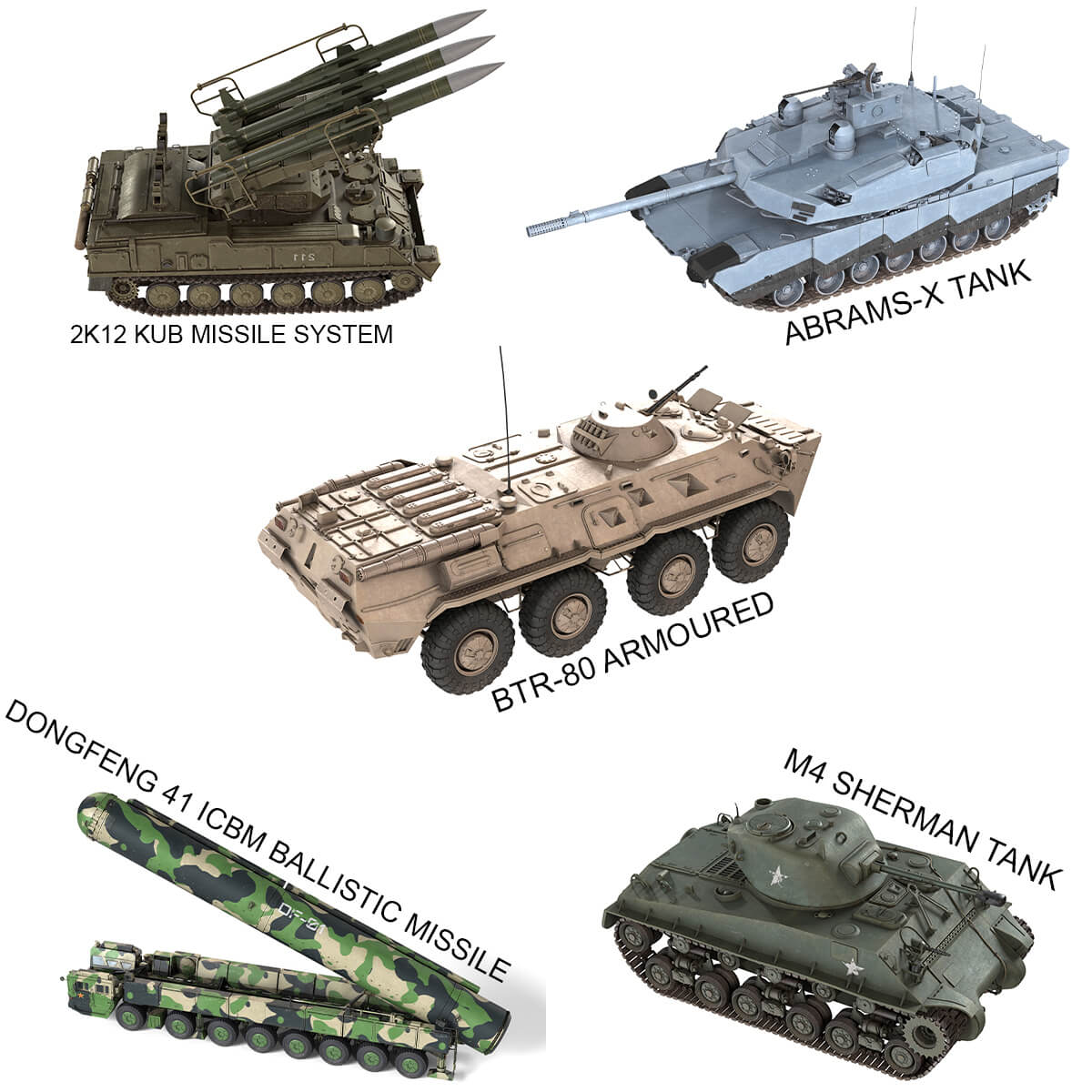 5 Military Vehicles Collection V15 - 3D Model by 3dstudio