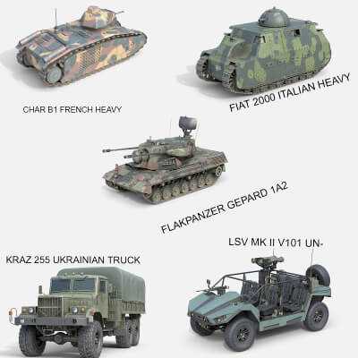 5 Military Vehicles Collection V19 - 3D Model by 3dstudio