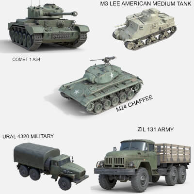 5 Military Vehicles Collection V24 - 3D Model by 3dstudio