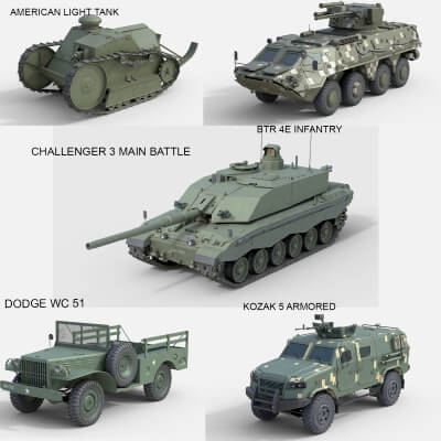 5 Military Vehicles Collection V29 - 3D Model by 3dstudio