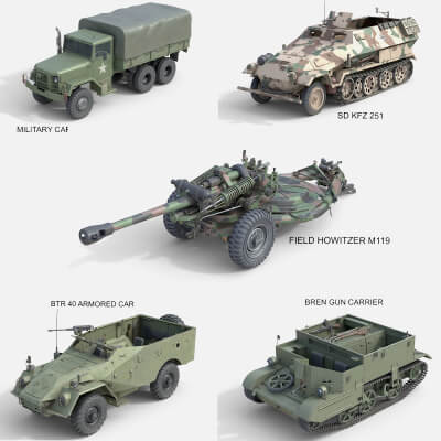 5 Military Vehicles Collection V39 - 3D Model by 3dstudio