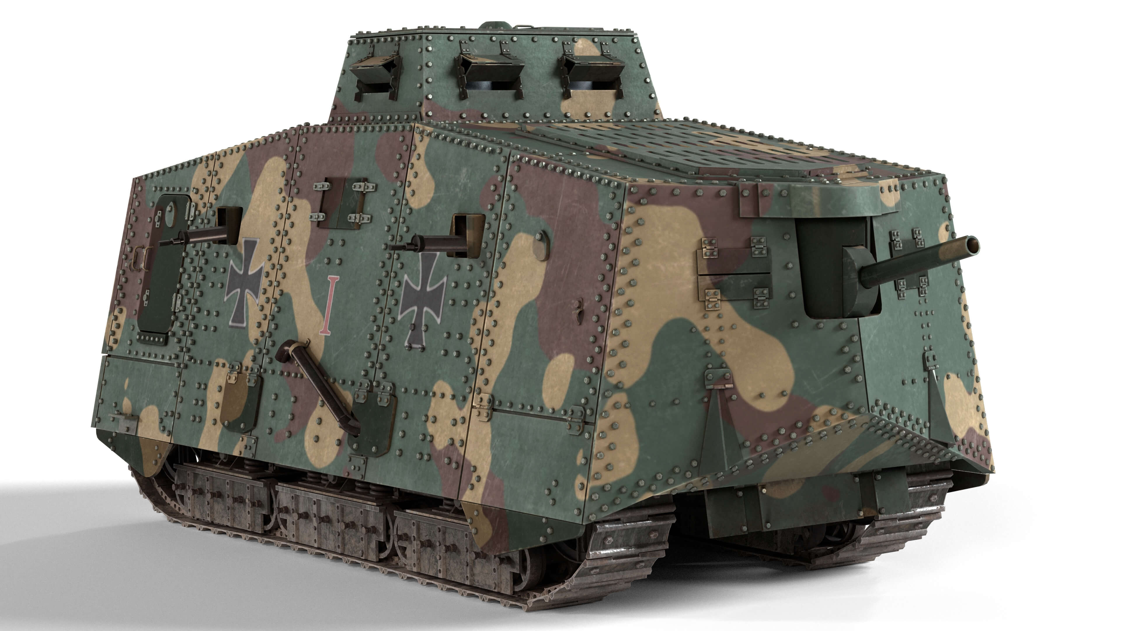 A7V Sturmpanzerwagen Heavy Tank - 3D Model by 3dstudio