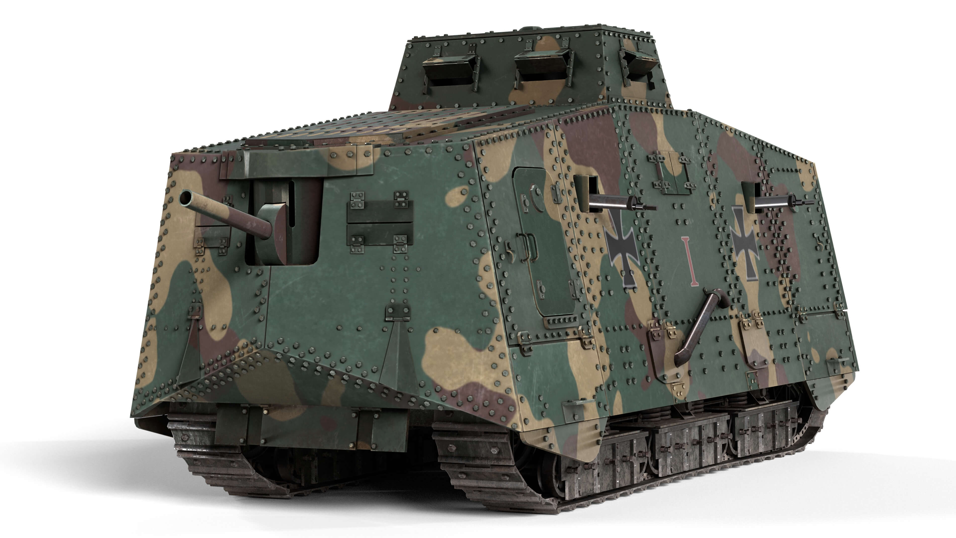 A7V Sturmpanzerwagen Heavy Tank - 3D Model by 3dstudio