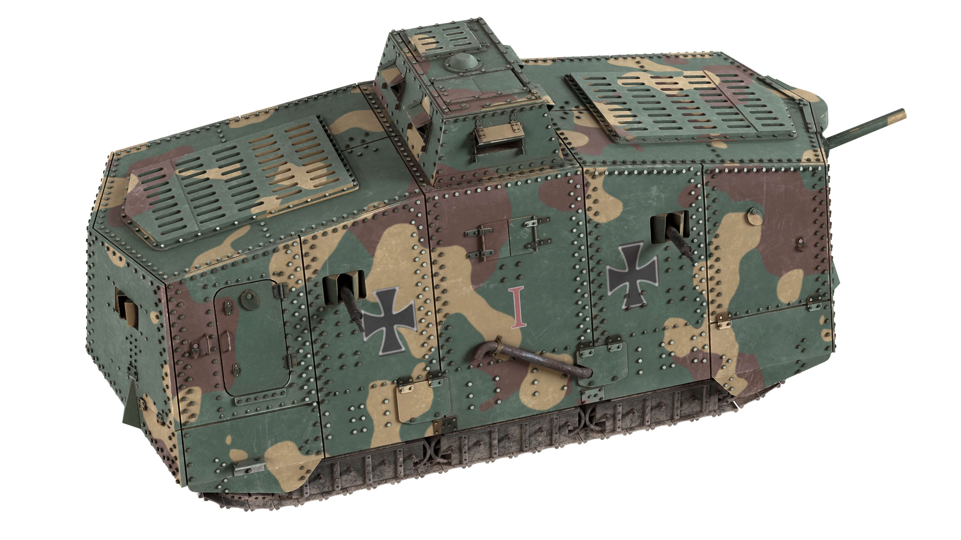 A7V Sturmpanzerwagen Heavy Tank - 3D Model by 3dstudio