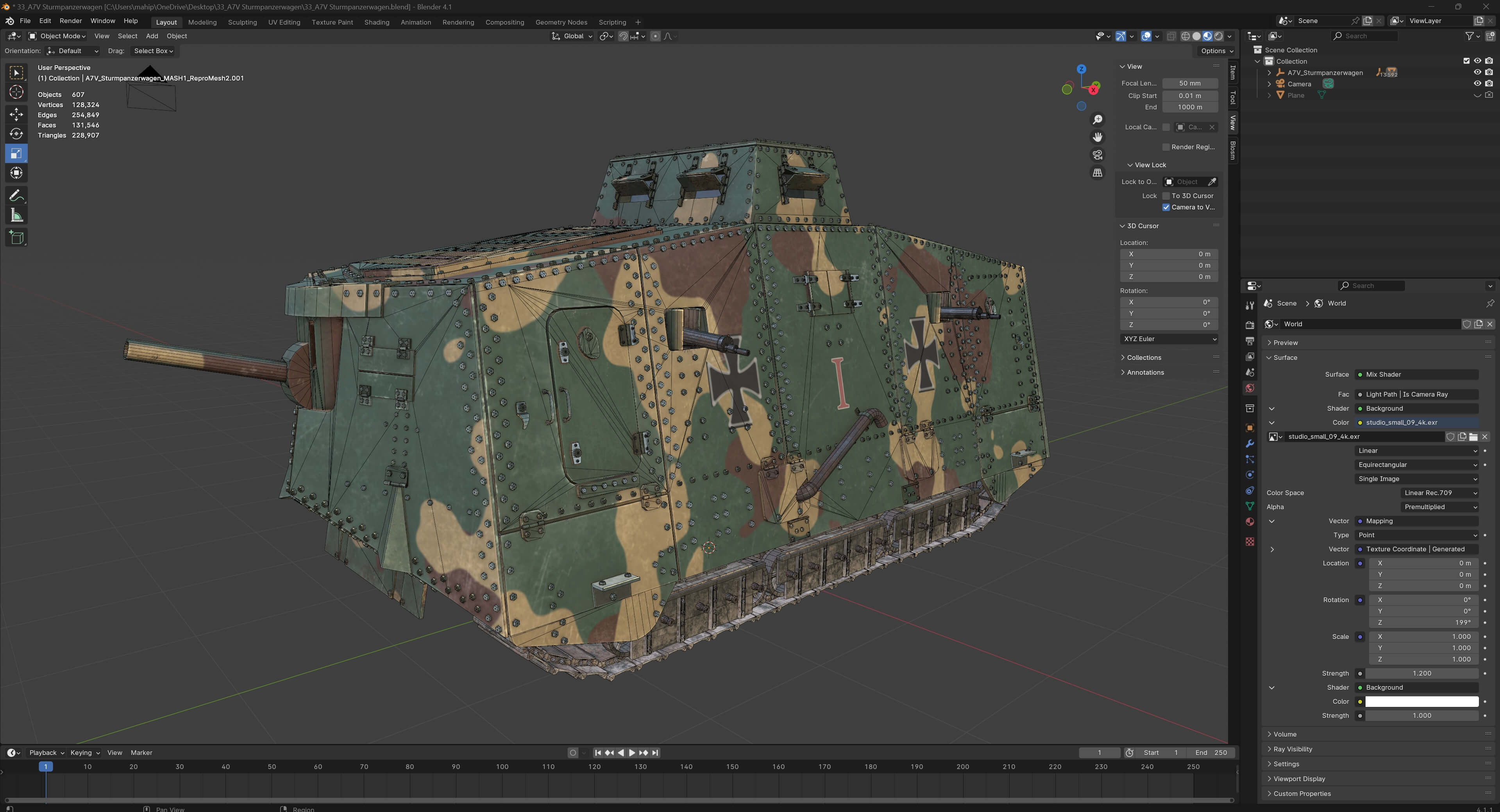 A7V Sturmpanzerwagen Heavy Tank - 3D Model by 3dstudio