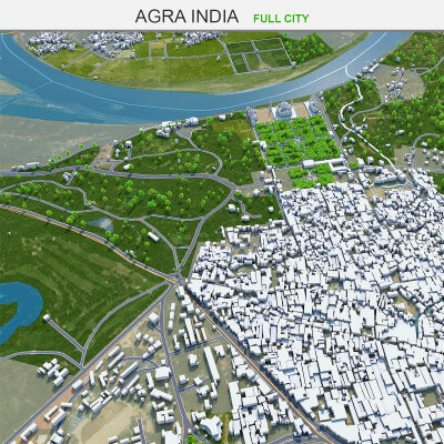 Agra City India 50km - 3D Model by 3dstudio