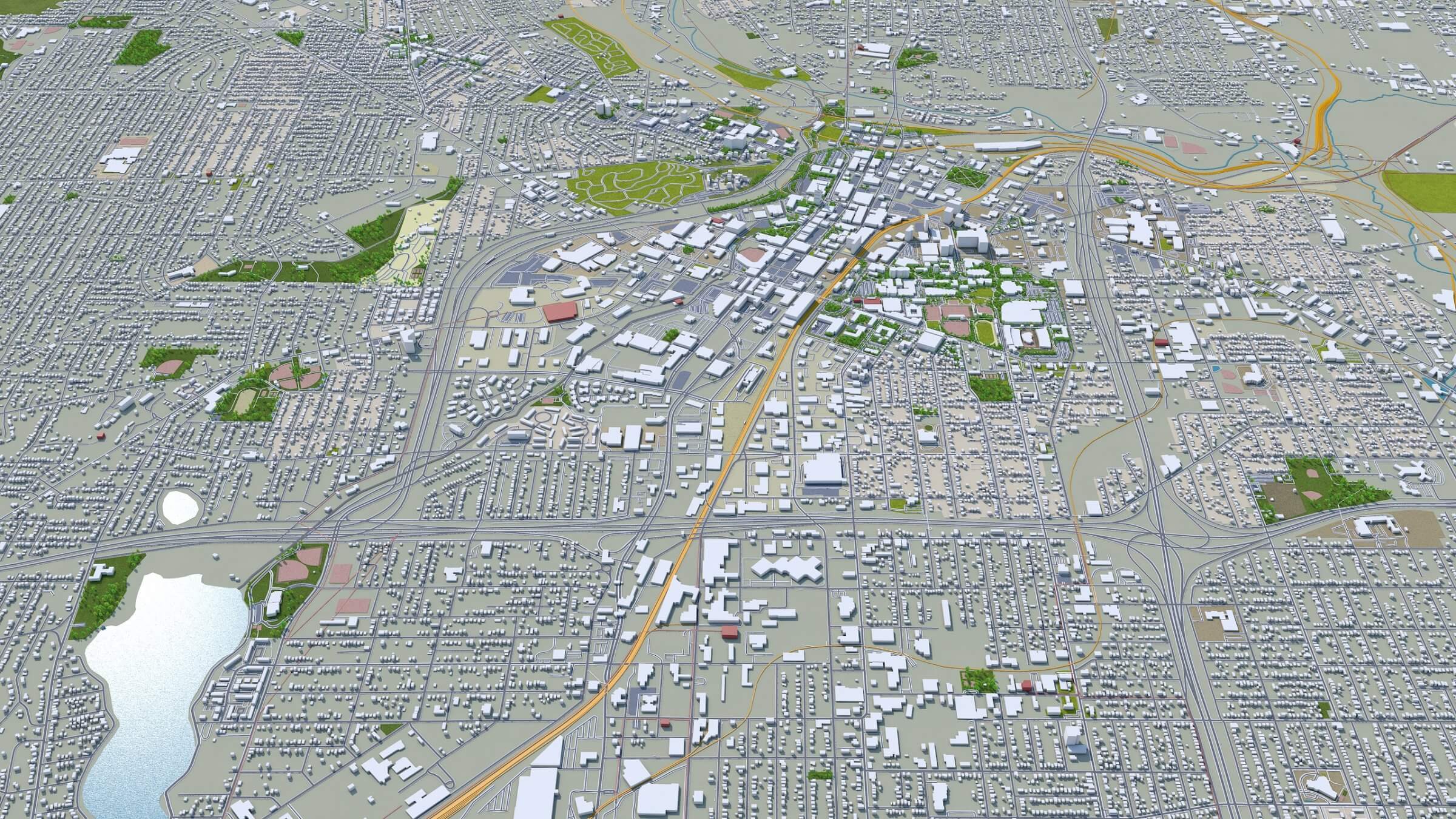 Akron Ohio 25km 3D Model