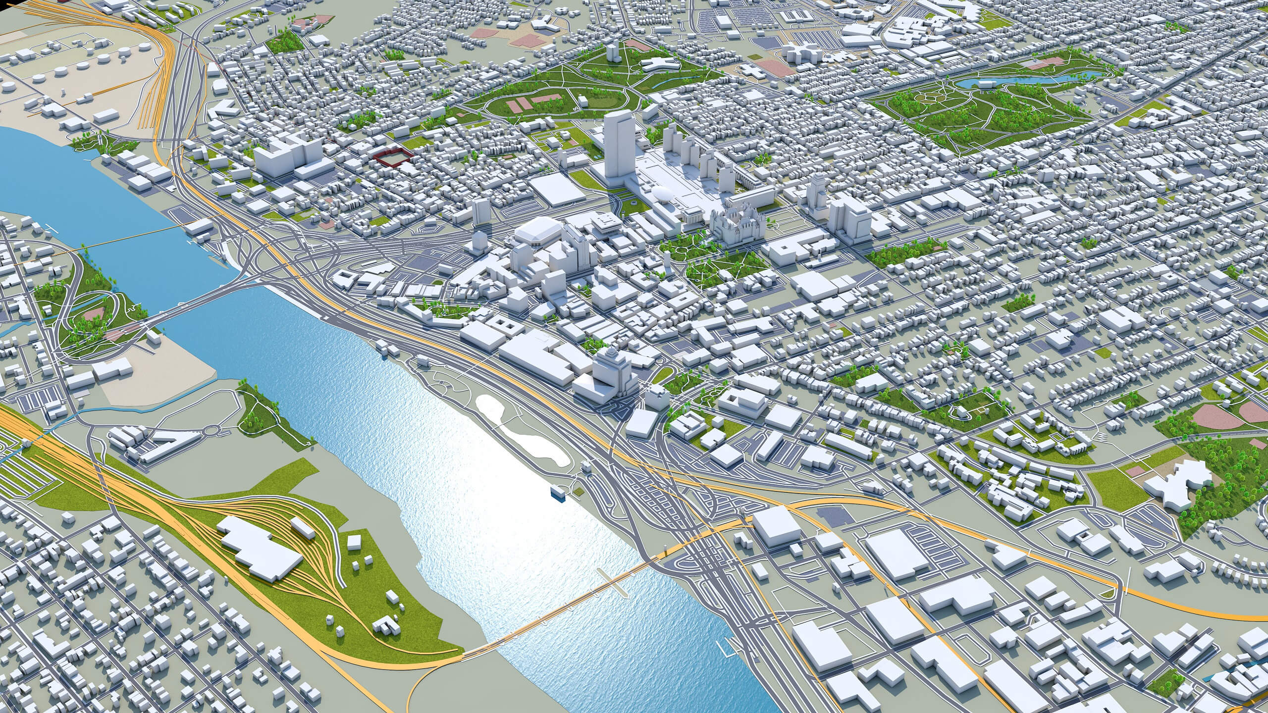 Albany Downtown NY USA - 3D Model by 3dstudio