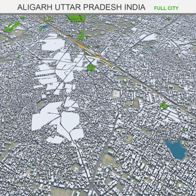 Aligarh City Uttar Pradesh India 3D Model 15km by 3dstudio