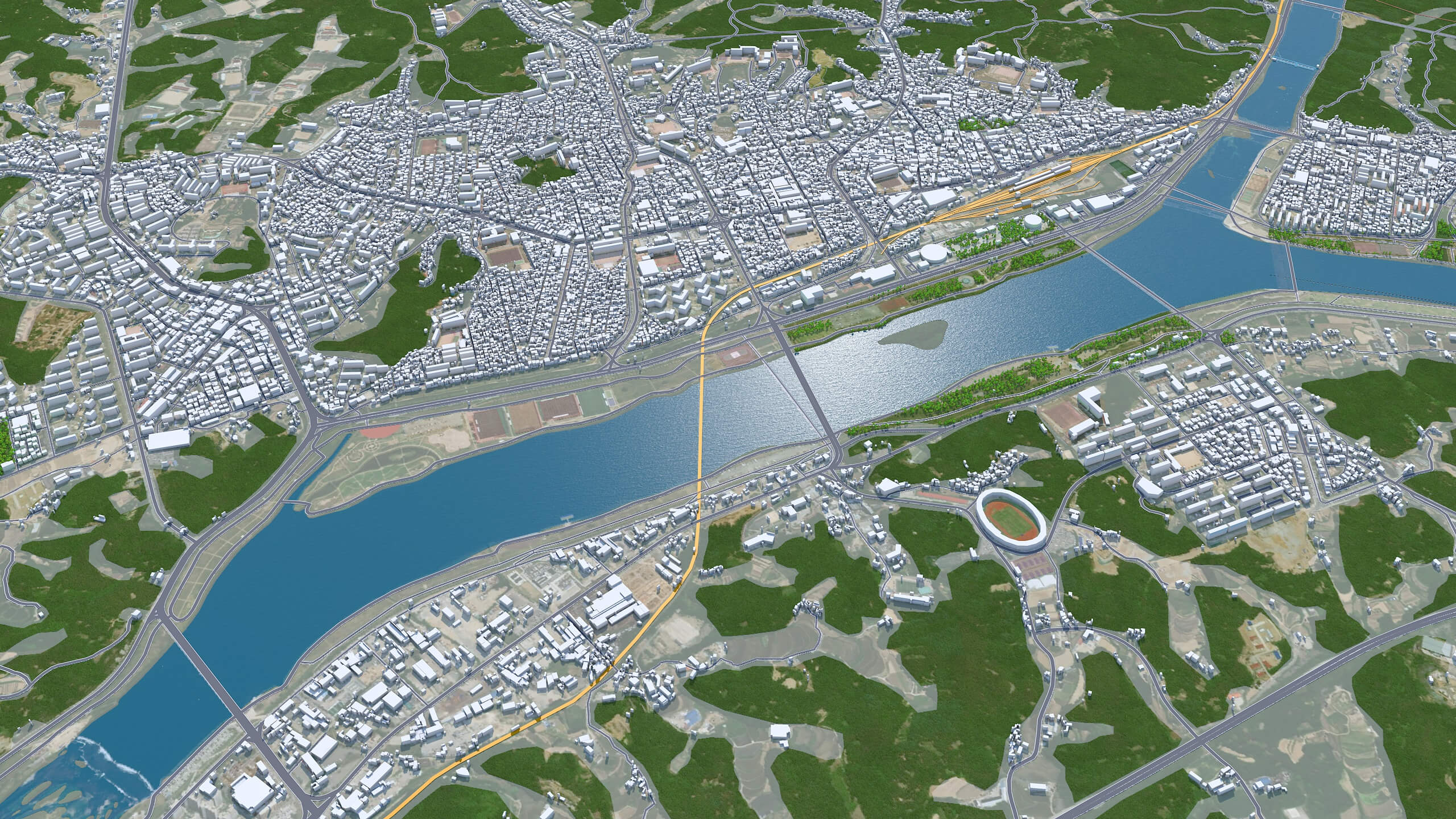 Andong City South Korea 3D Model 30km by 3dstudio