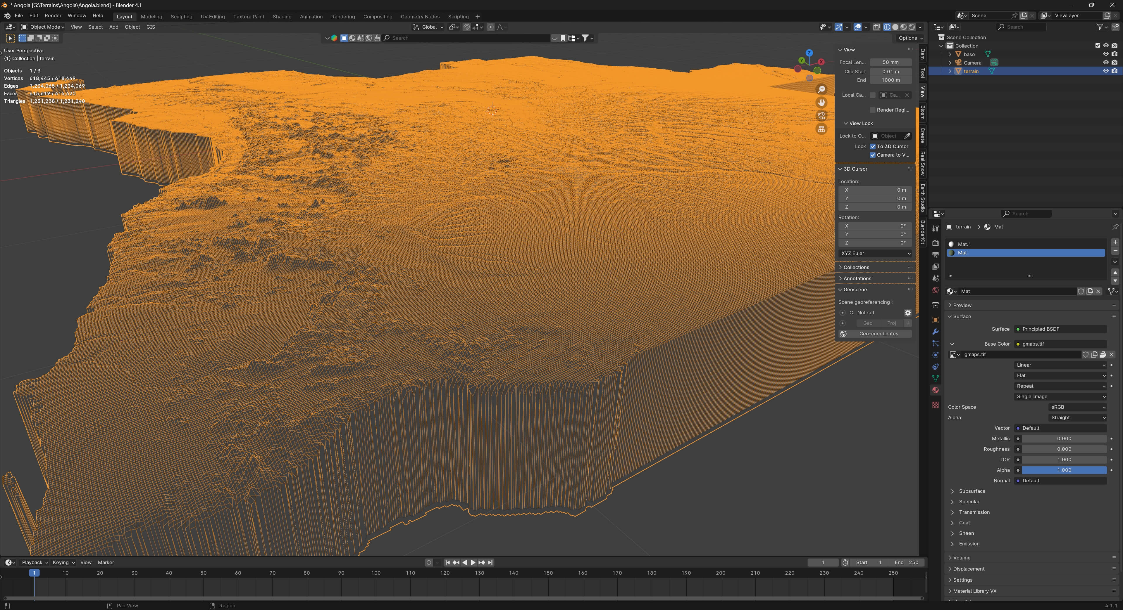 Angola Terrain Map - 3D Model by 3dstudio