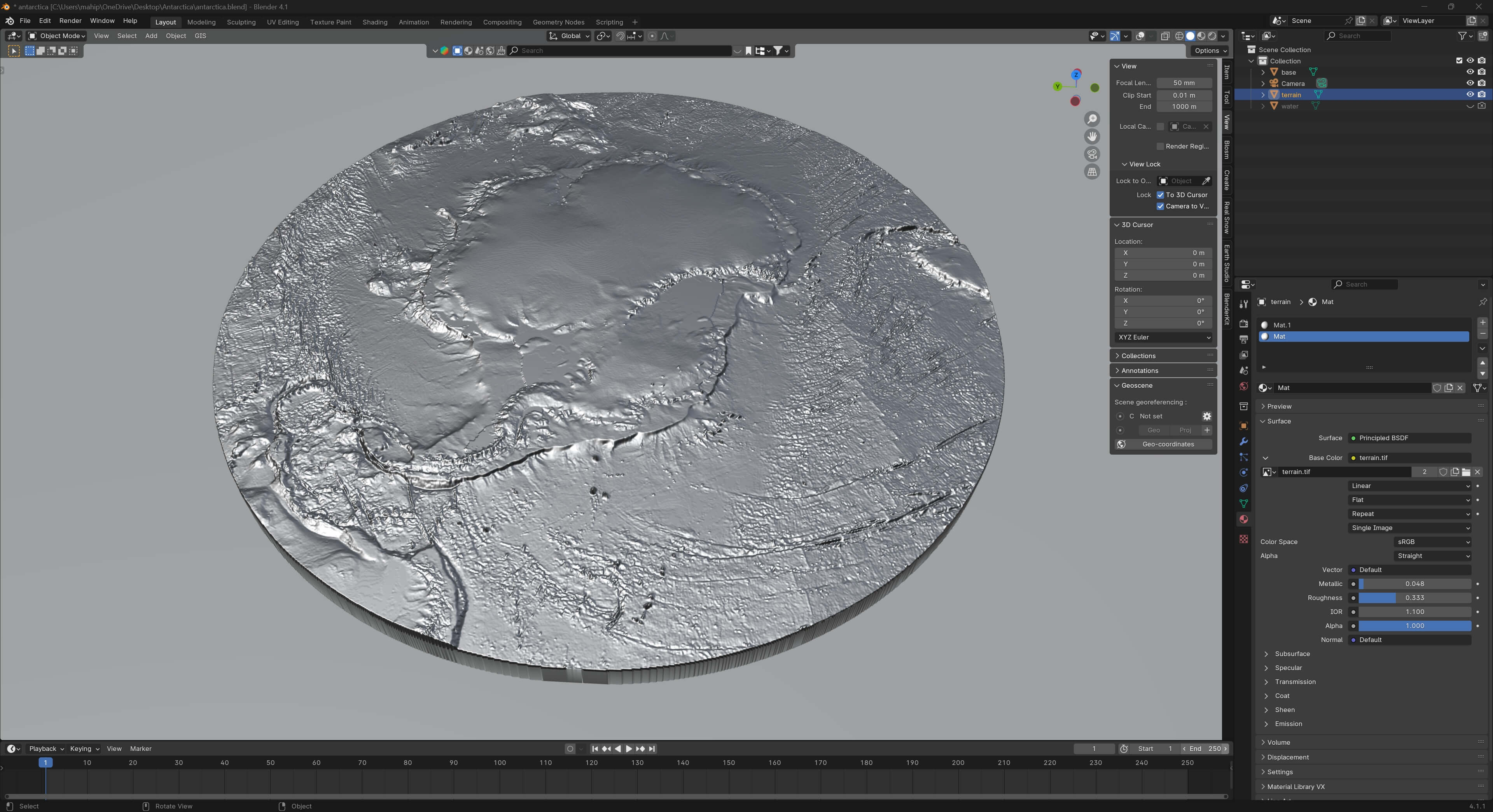 Antarctica Terrain Map - 3D Model by 3dstudio