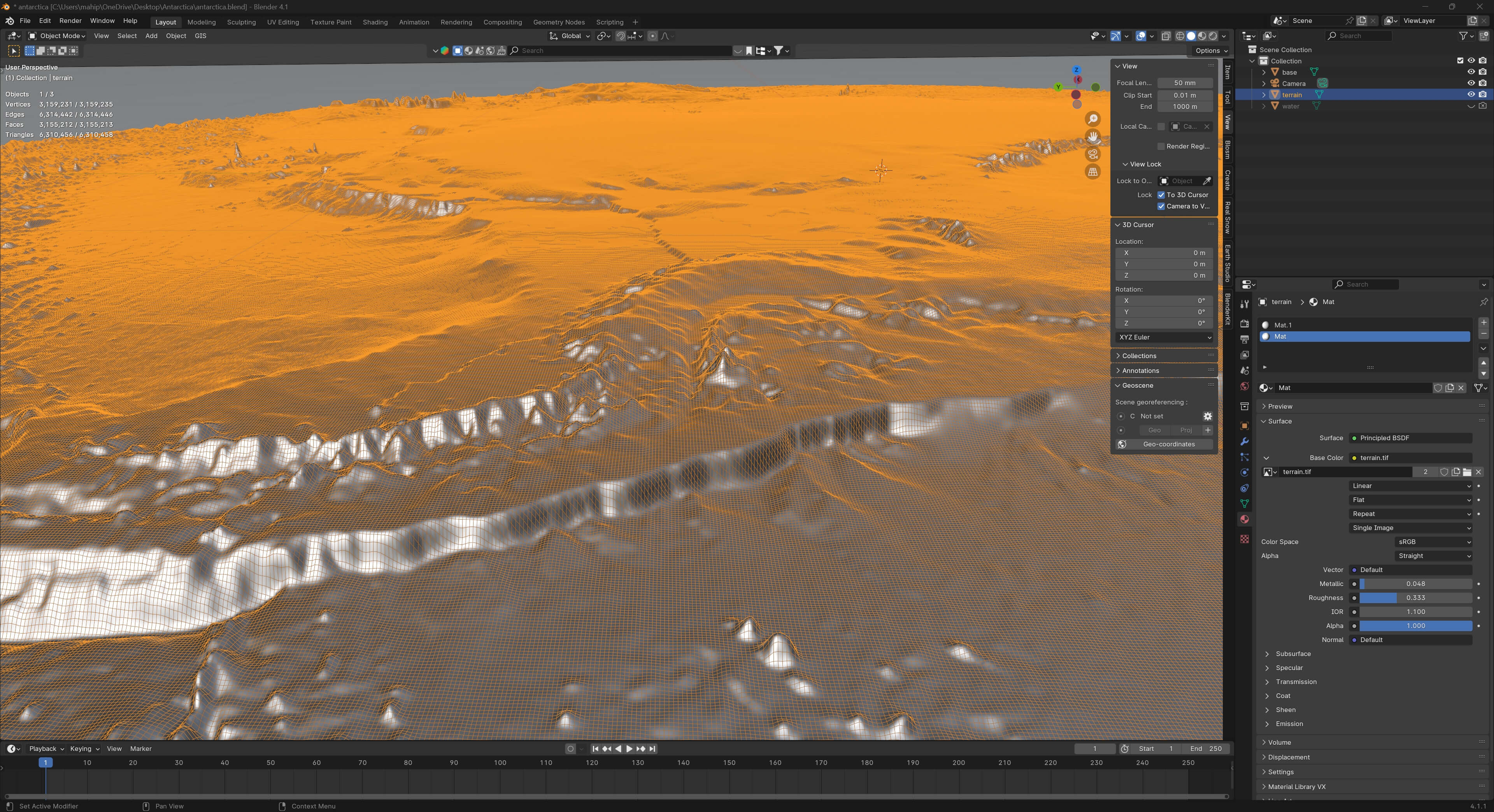 Antarctica Terrain Map - 3D Model by 3dstudio