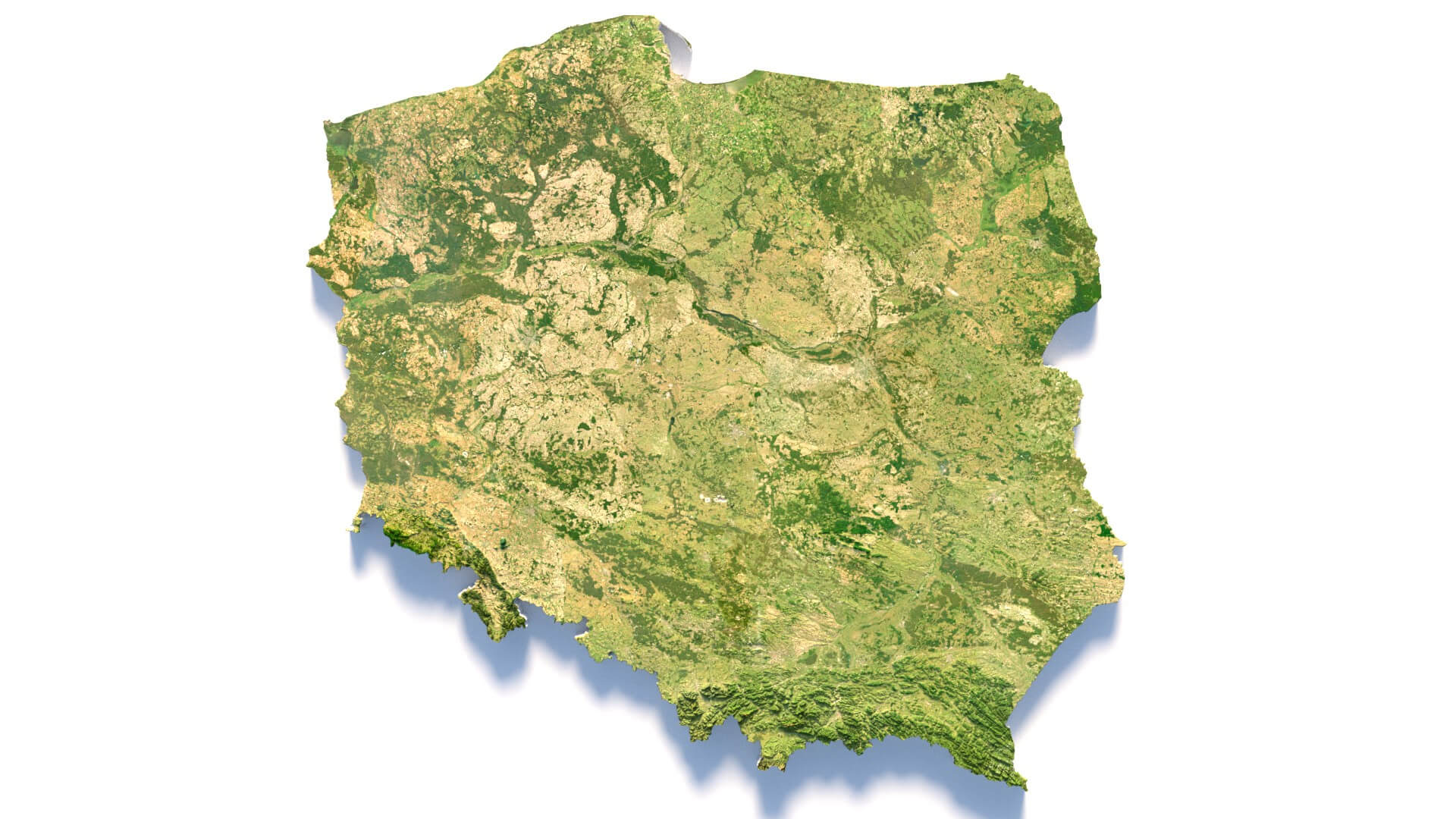 Poland Polska Terrain Map - 3D Model by 3dstudio