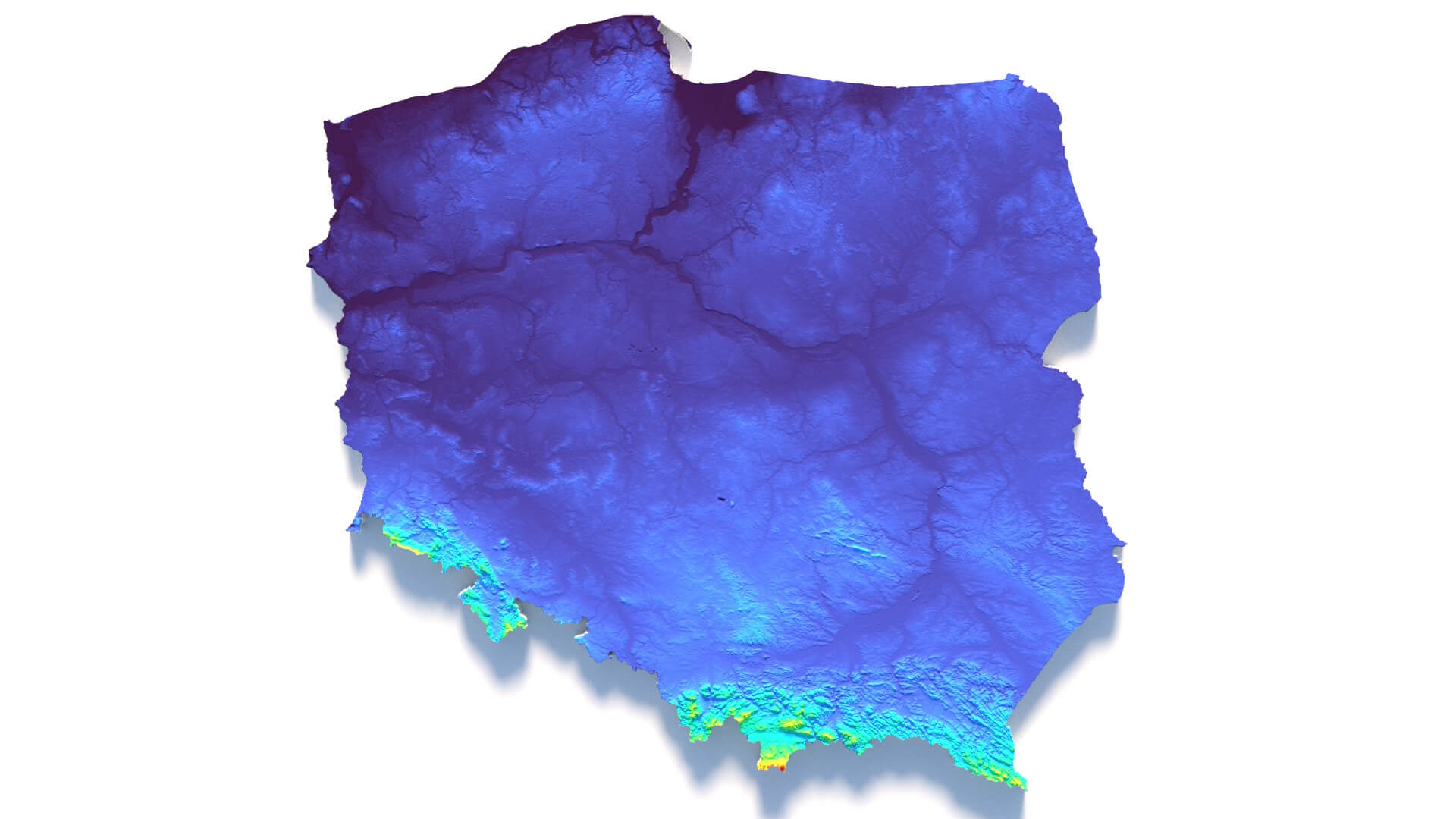 Poland Polska Terrain Map - 3D Model by 3dstudio