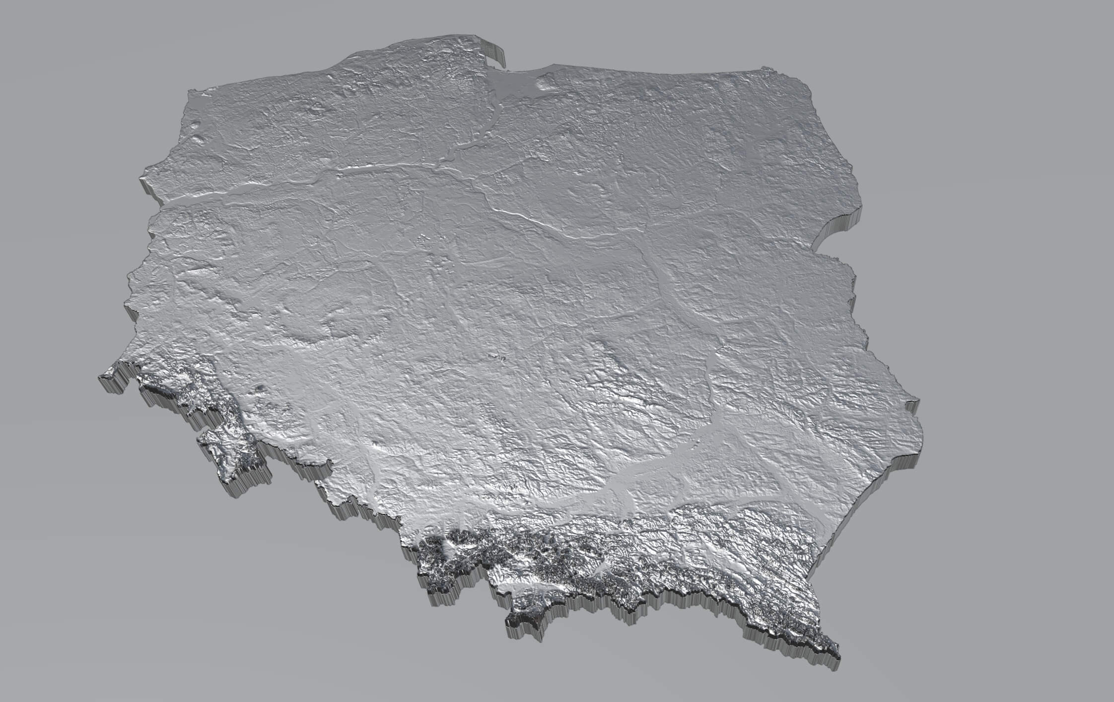 Poland Polska Terrain Map - 3D Model by 3dstudio