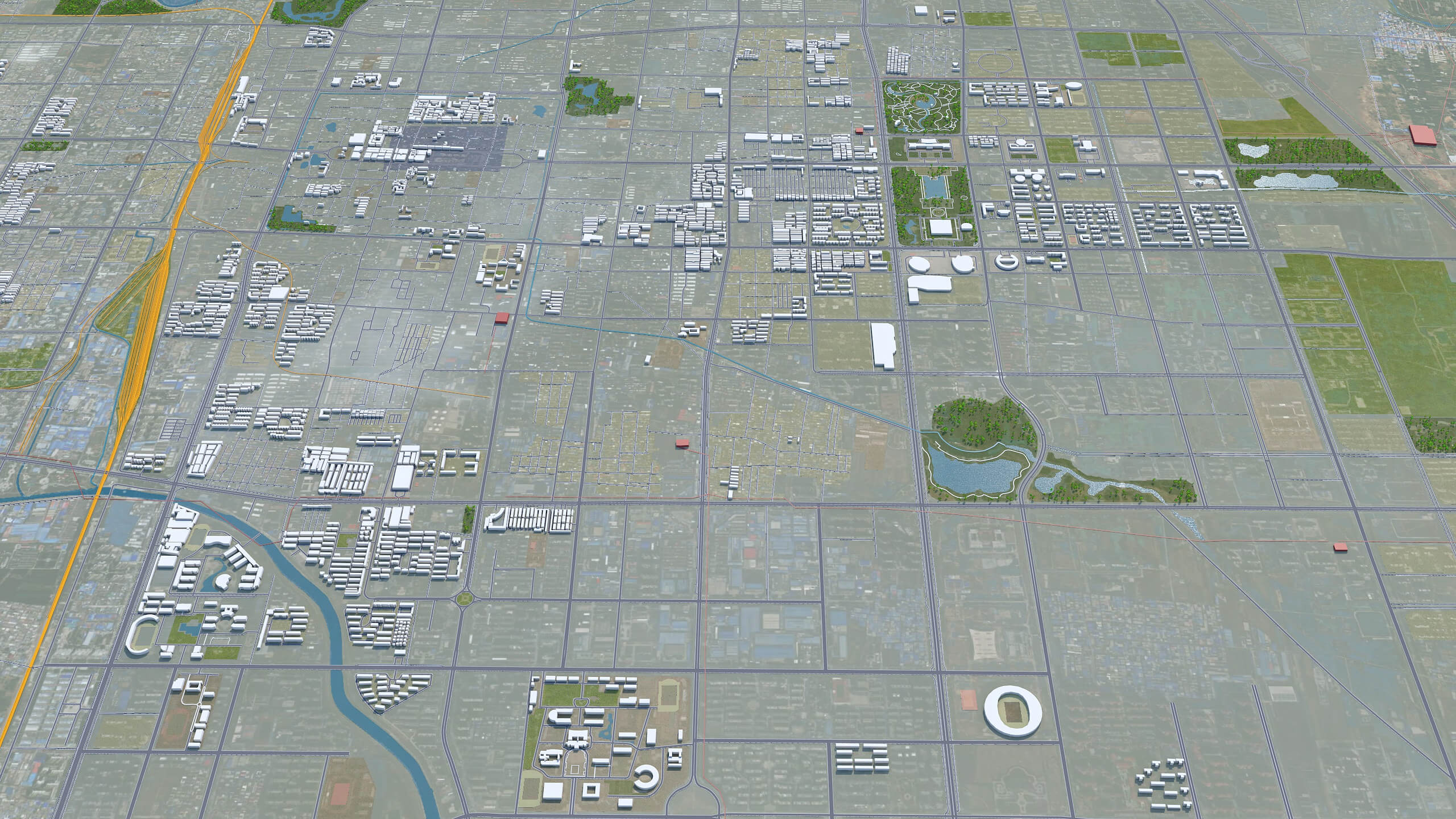 Anyang Henan City China 3D Model 40km by 3dstudio