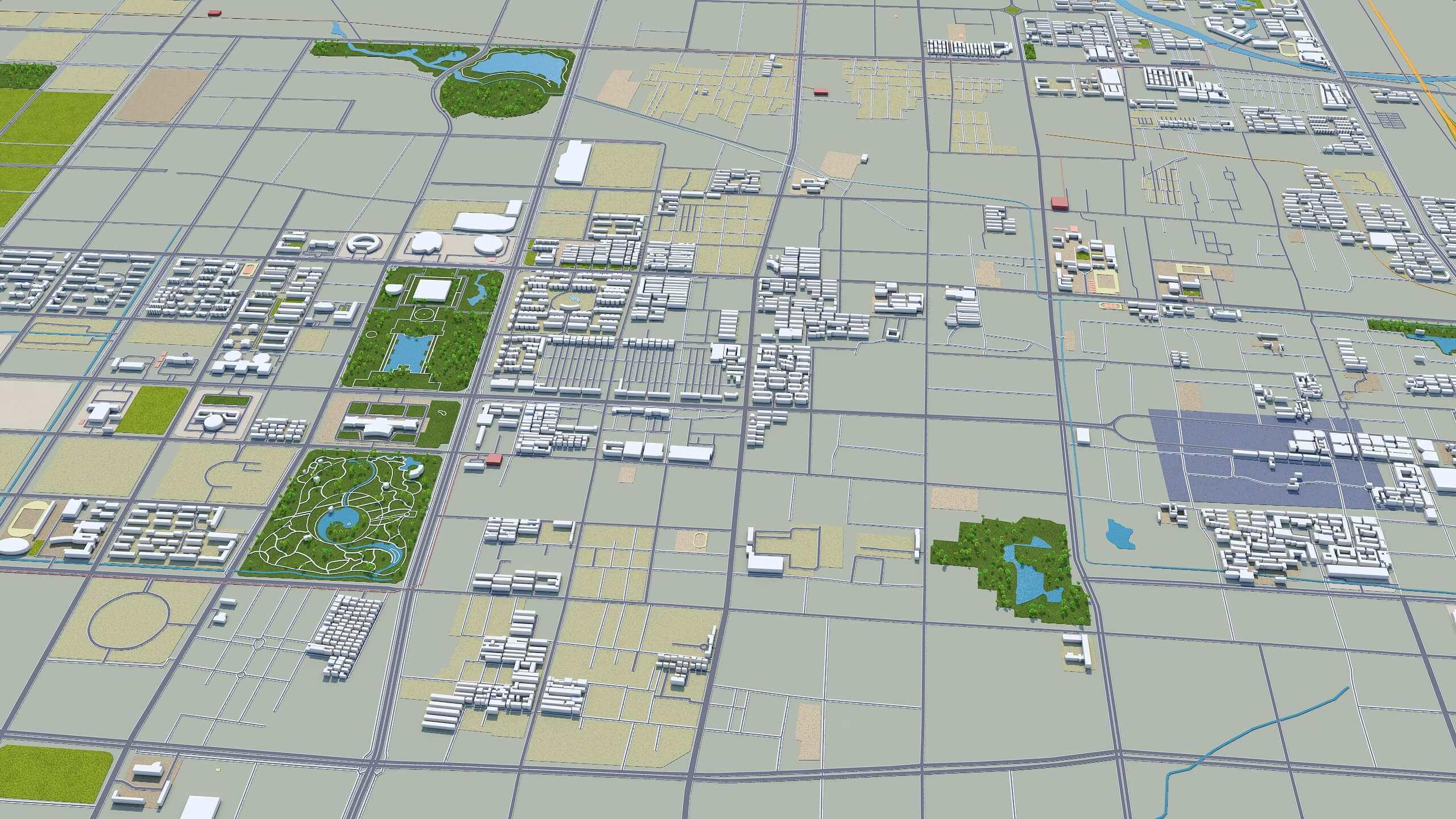 Anyang Henan City China 3D Model 40km by 3dstudio