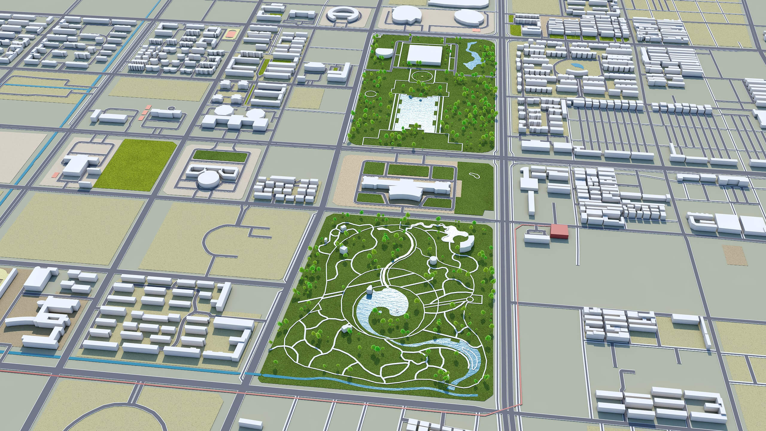 Anyang Henan City China 3D Model 40km by 3dstudio