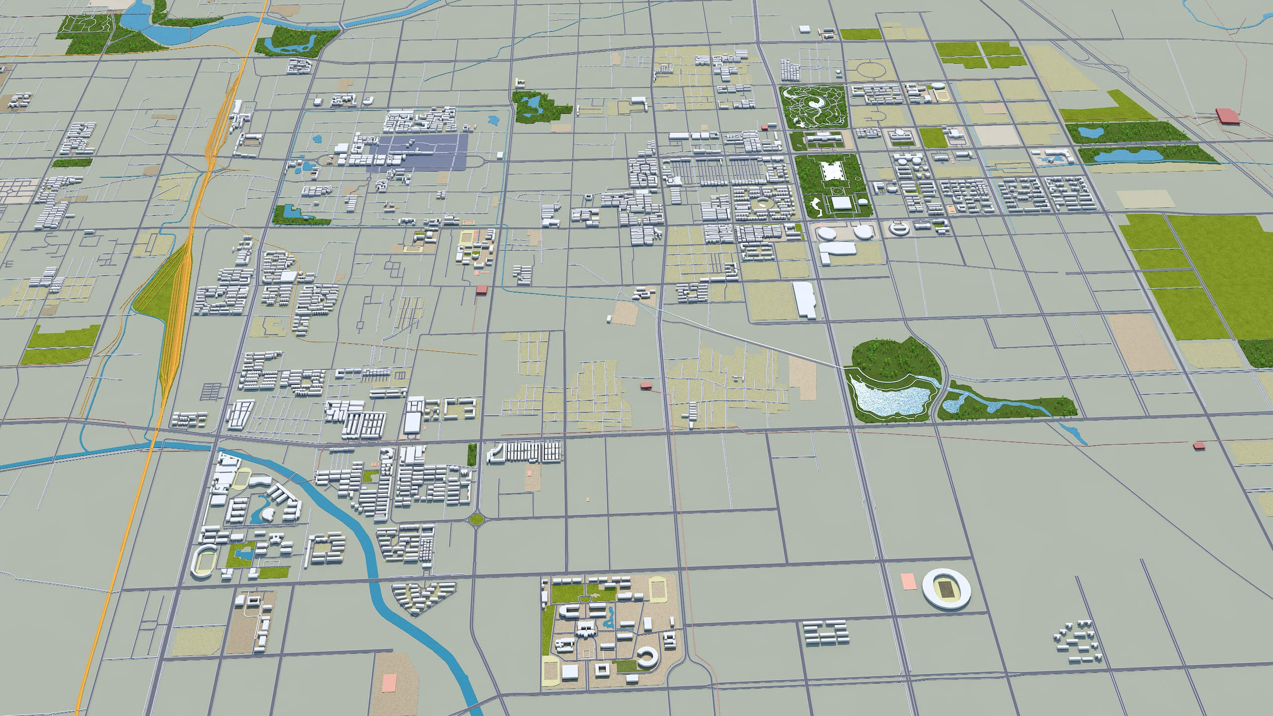 Anyang Henan City China 3D Model 40km by 3dstudio