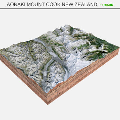 Aoraki Mount Cook New Zealand Terrain 3D Model by 3dstudio