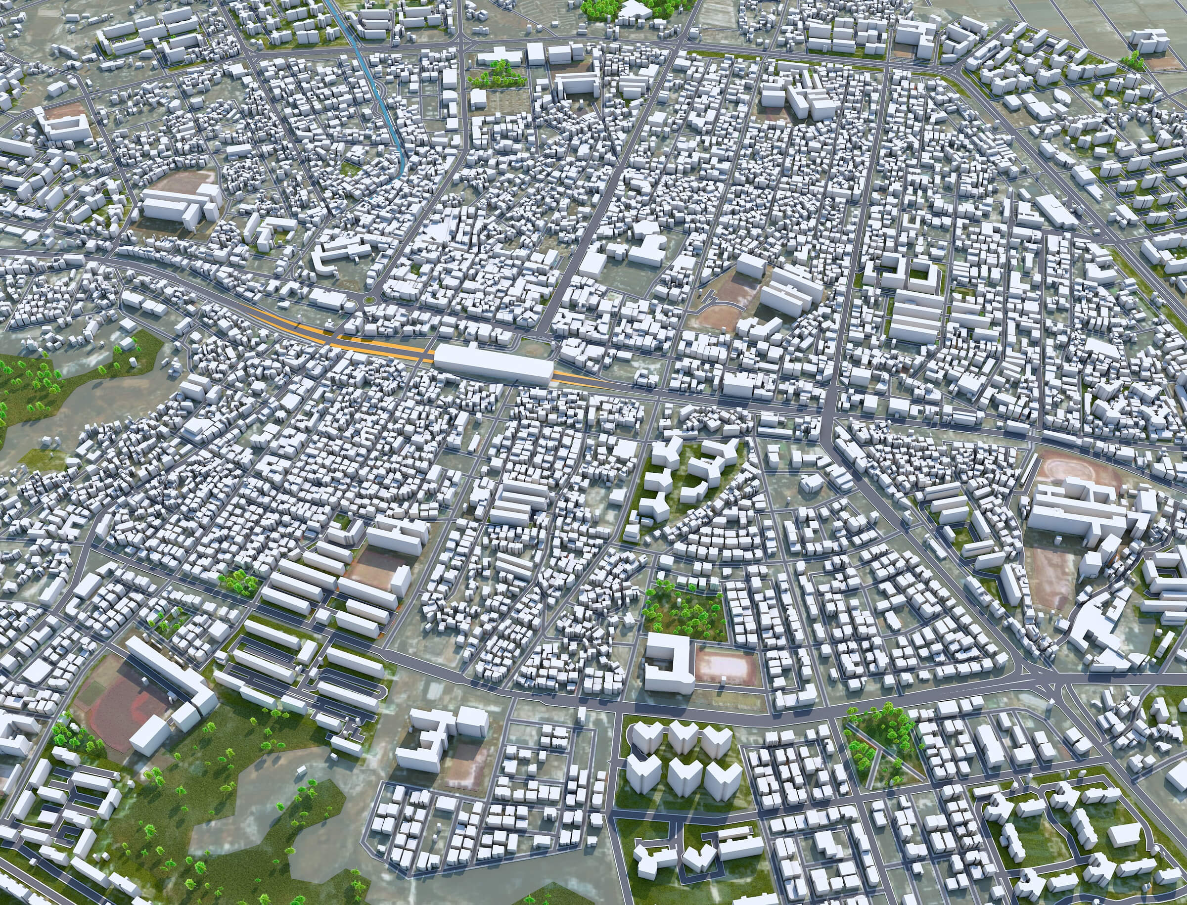 Asan City South Korea 20km - 3D Model by 3dstudio