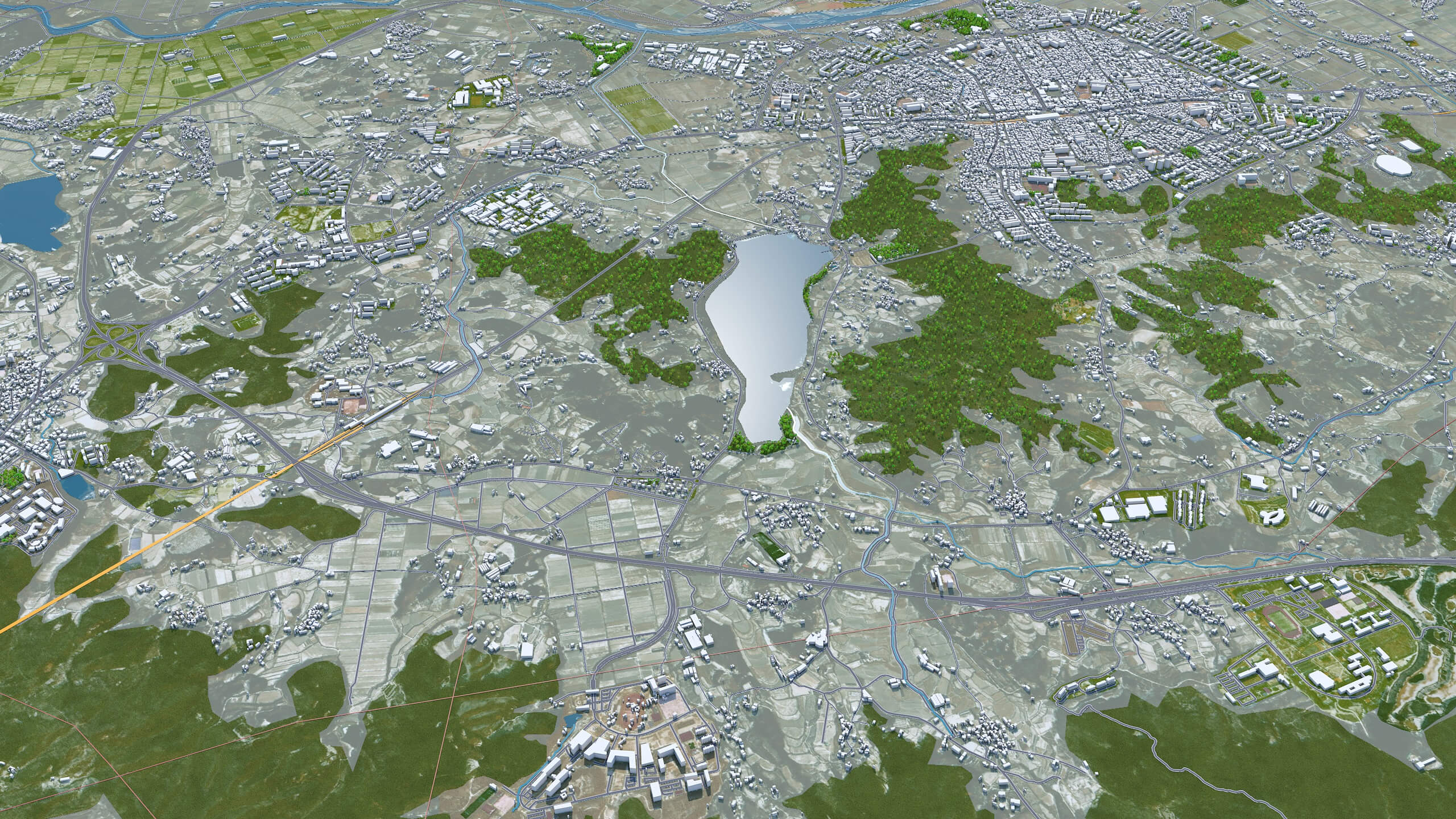 Asan City South Korea 20km - 3D Model by 3dstudio