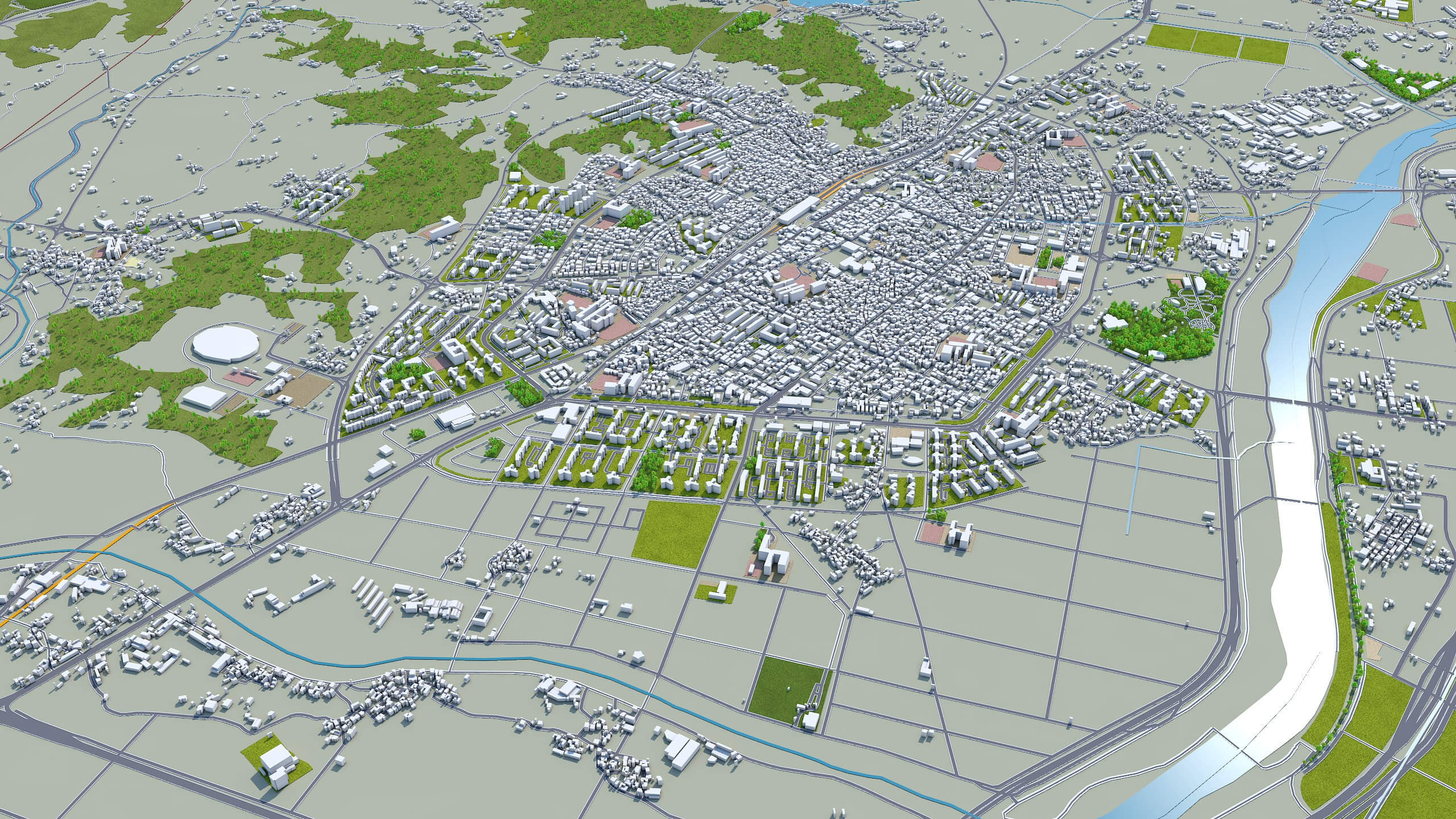Asan City South Korea 20km - 3D Model by 3dstudio