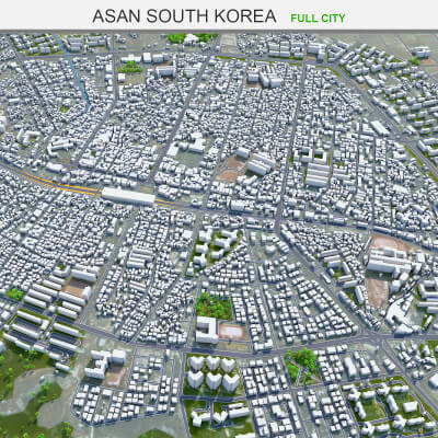 Asan City South Korea 20km - 3D Model by 3dstudio