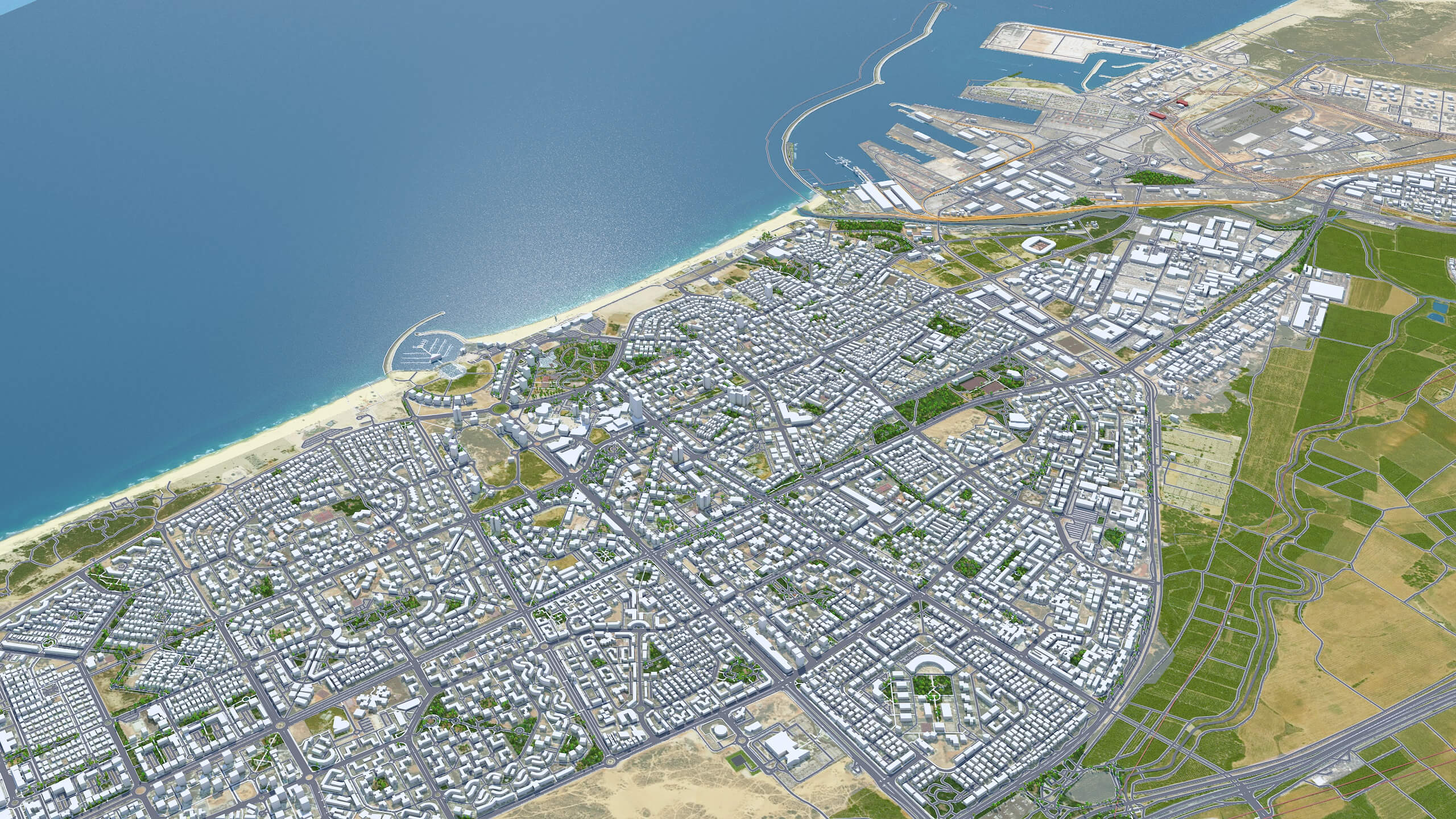 Ashdod City Israel 3D Model 20km by 3dstudio