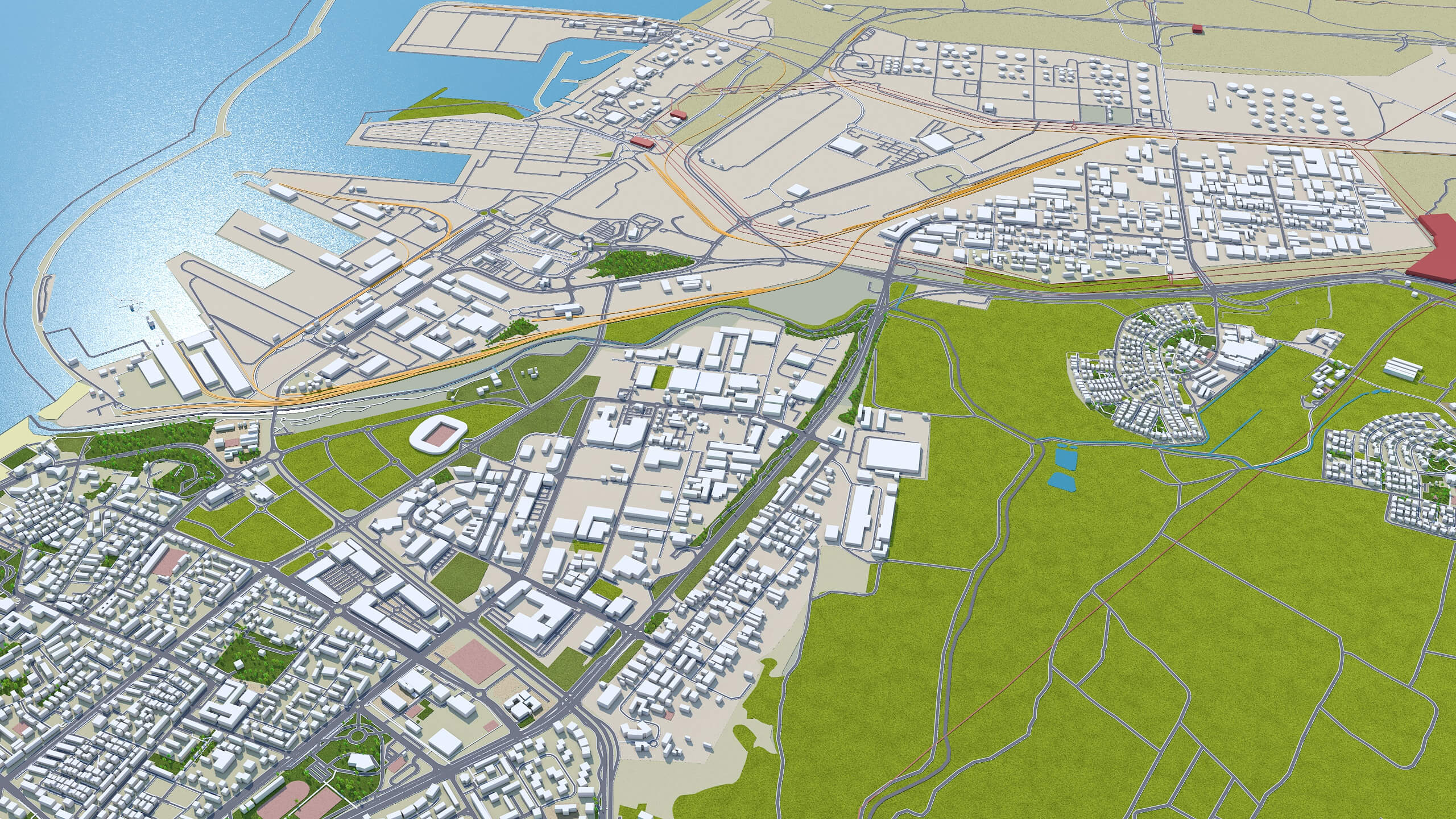 Ashdod City Israel 3D Model 20km by 3dstudio