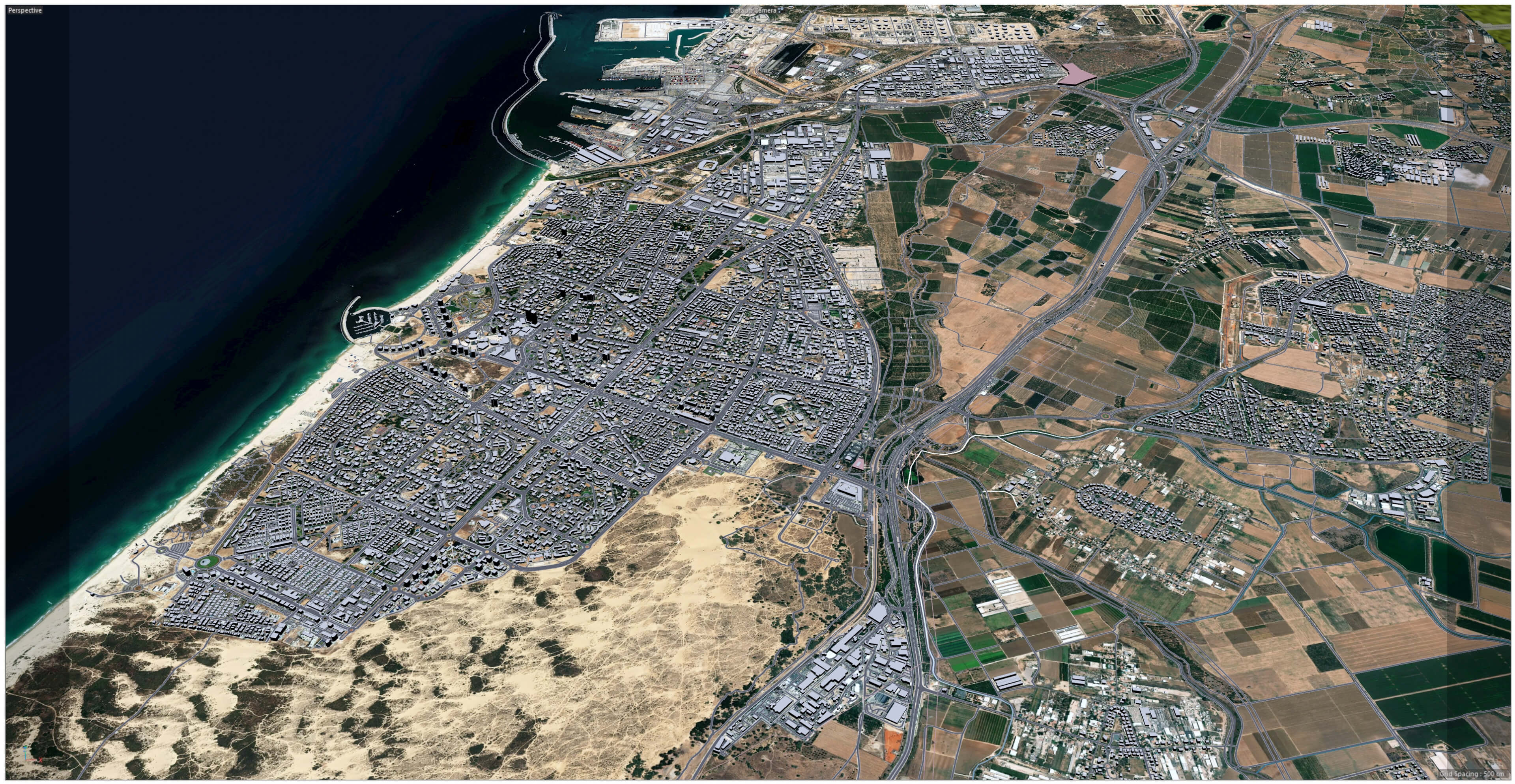 Ashdod City Israel 3D Model 20km by 3dstudio