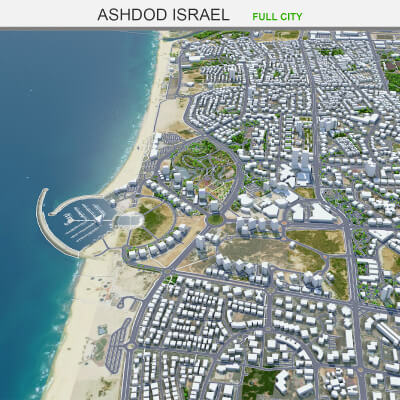 Ashdod City Israel 3D Model 20km by 3dstudio