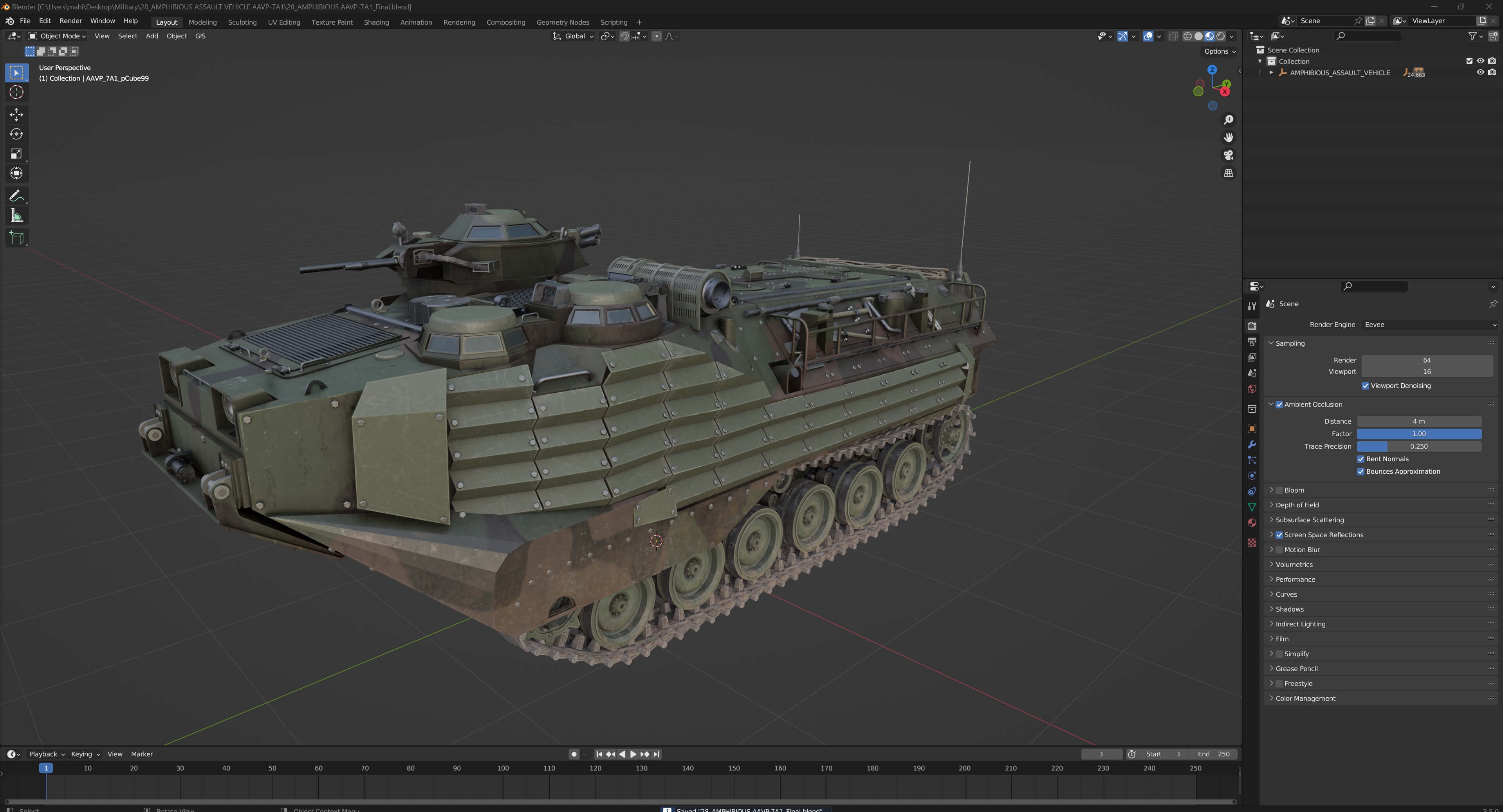 Assault Amphibious Vehicle Aavp 7A1 3D Model by 3dstudio