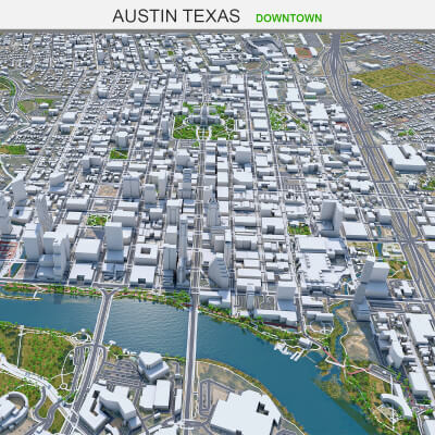 Austin Texas Downtown 10km - 3D Model by 3dstudio