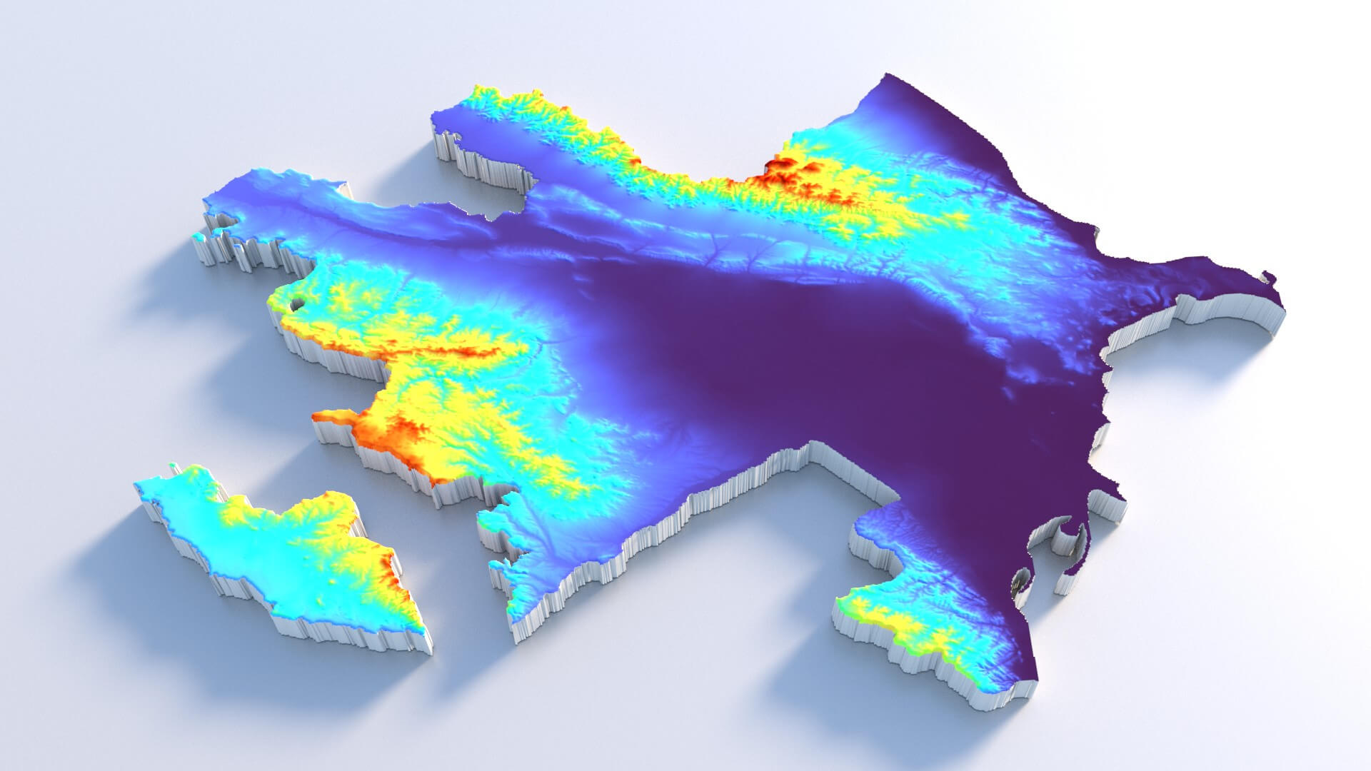 Azerbaijan Terrain Map - 3D Model by 3dstudio