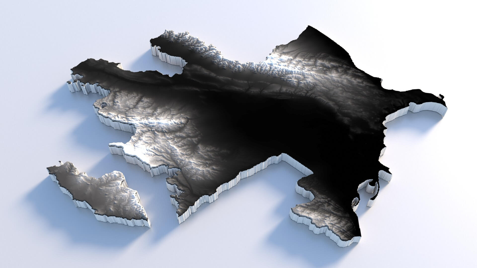 Azerbaijan Terrain Map - 3D Model by 3dstudio