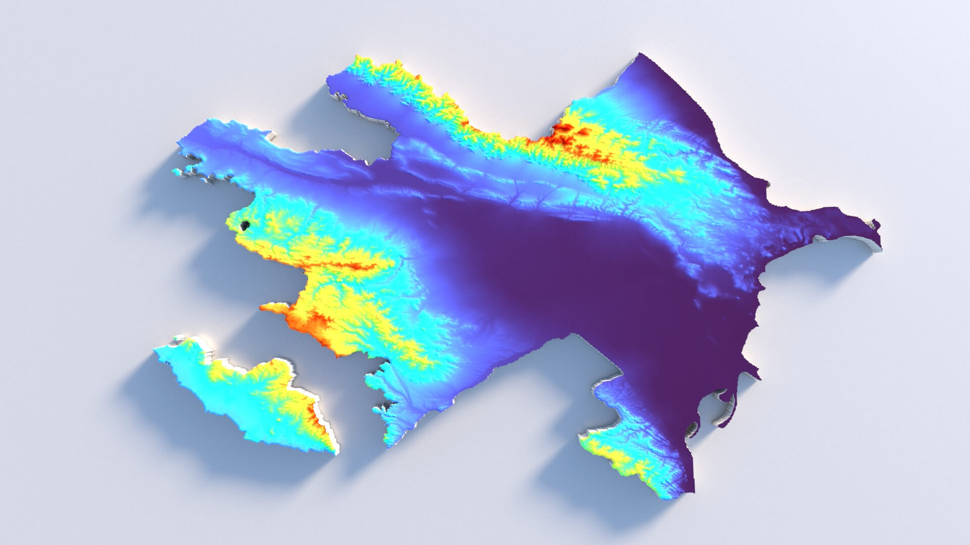 Azerbaijan Terrain Map - 3D Model by 3dstudio