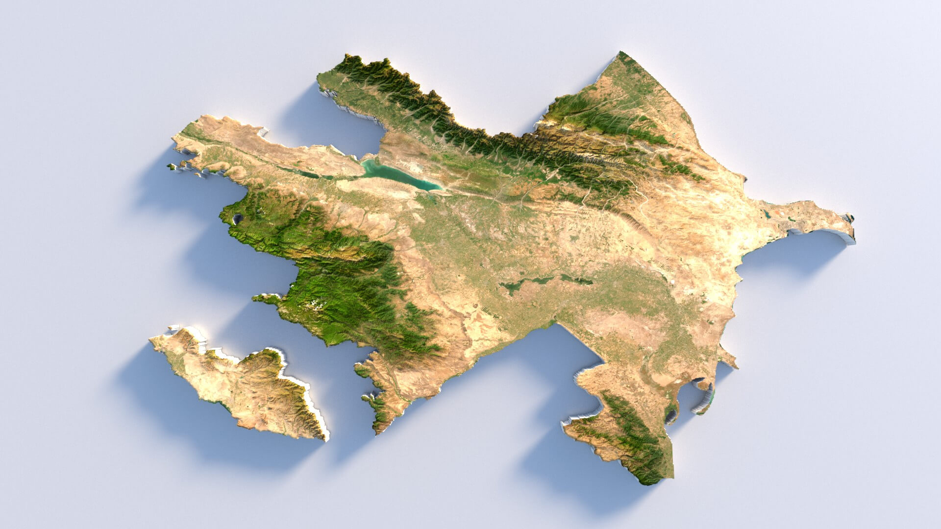 Azerbaijan Terrain Map - 3D Model by 3dstudio
