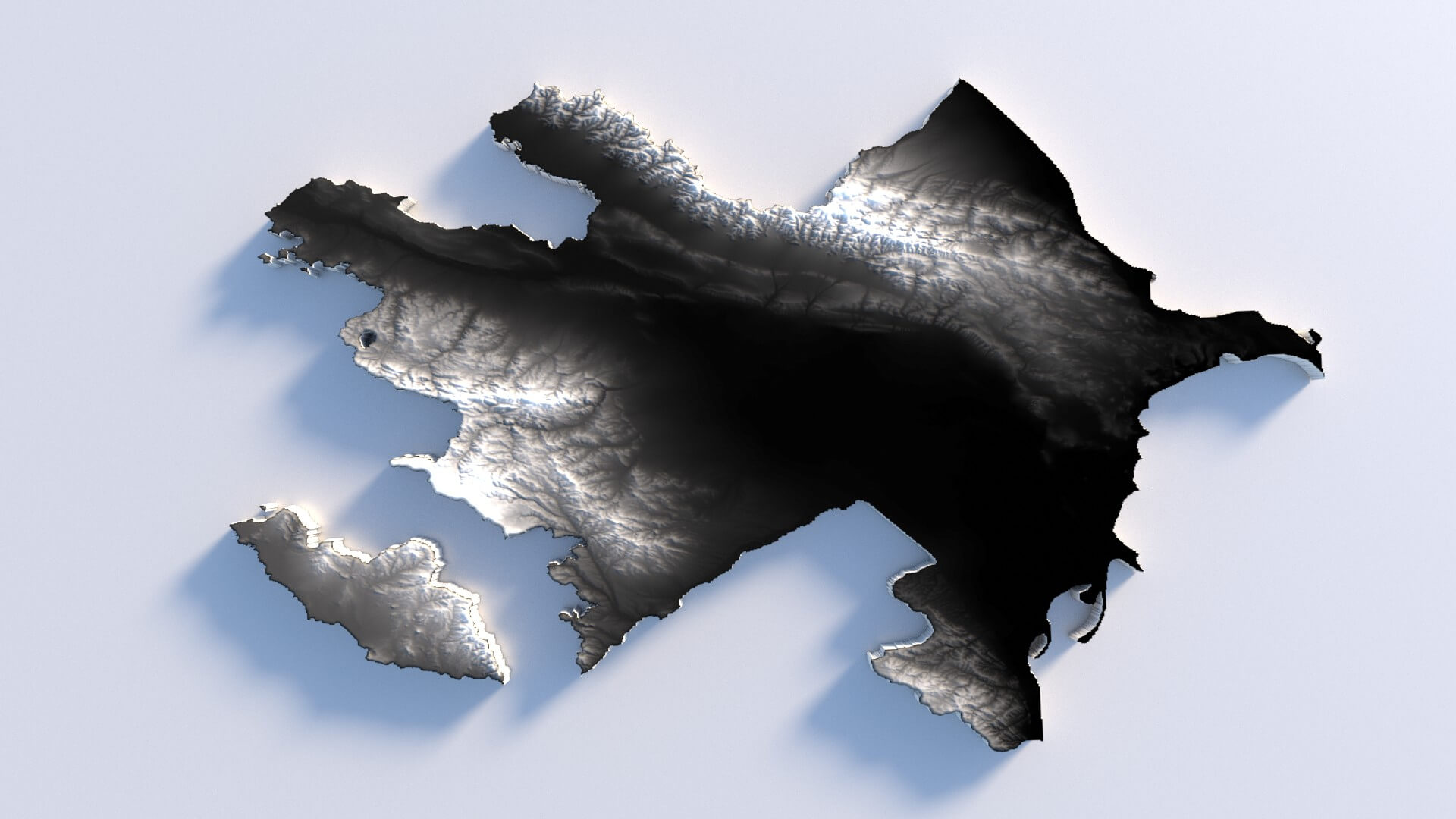 Azerbaijan Terrain Map - 3D Model by 3dstudio
