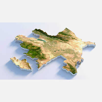 Azerbaijan Terrain Map - 3D Model by 3dstudio