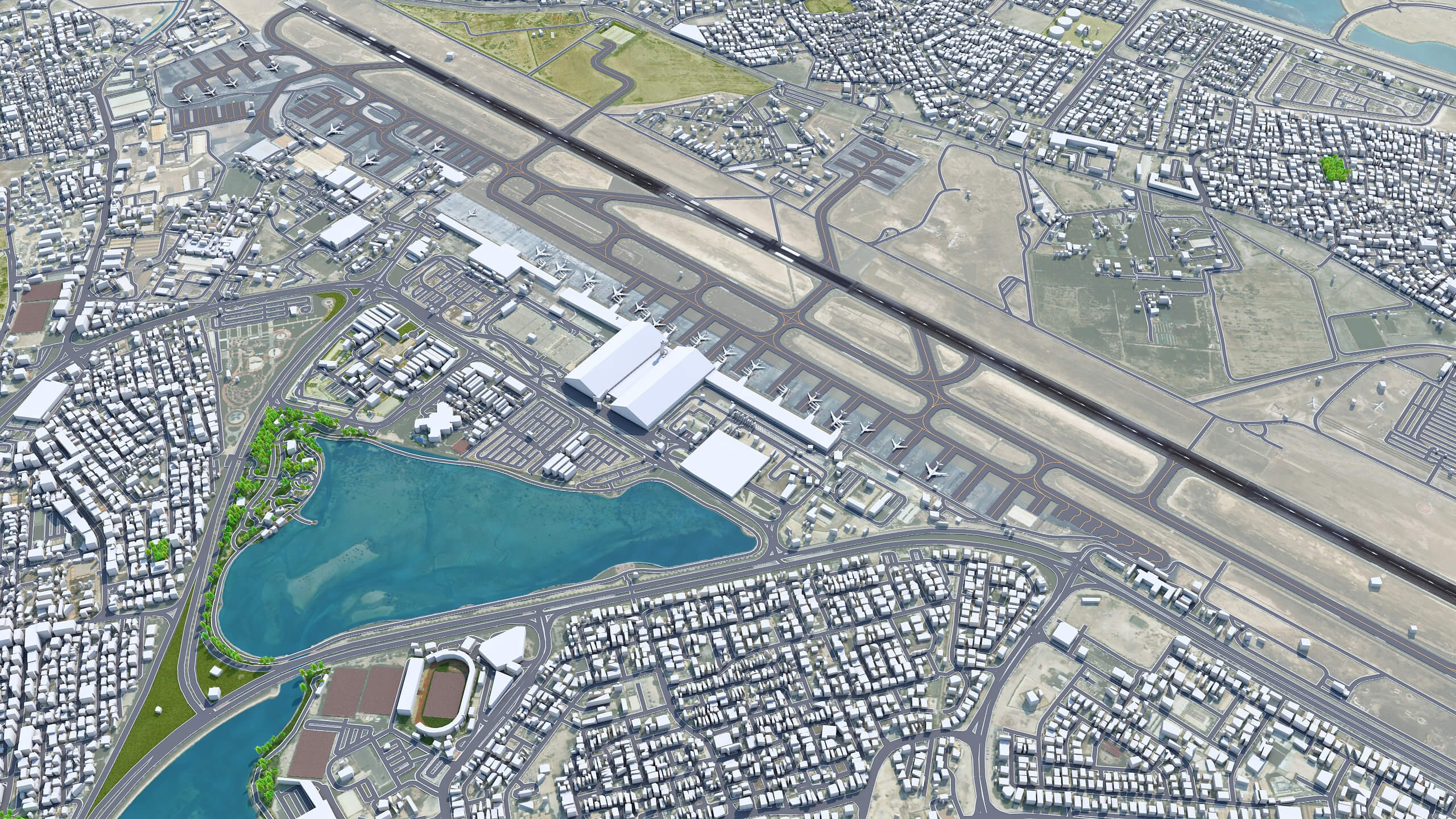 Bahrain Airport 3D Model 10km by 3dstudio