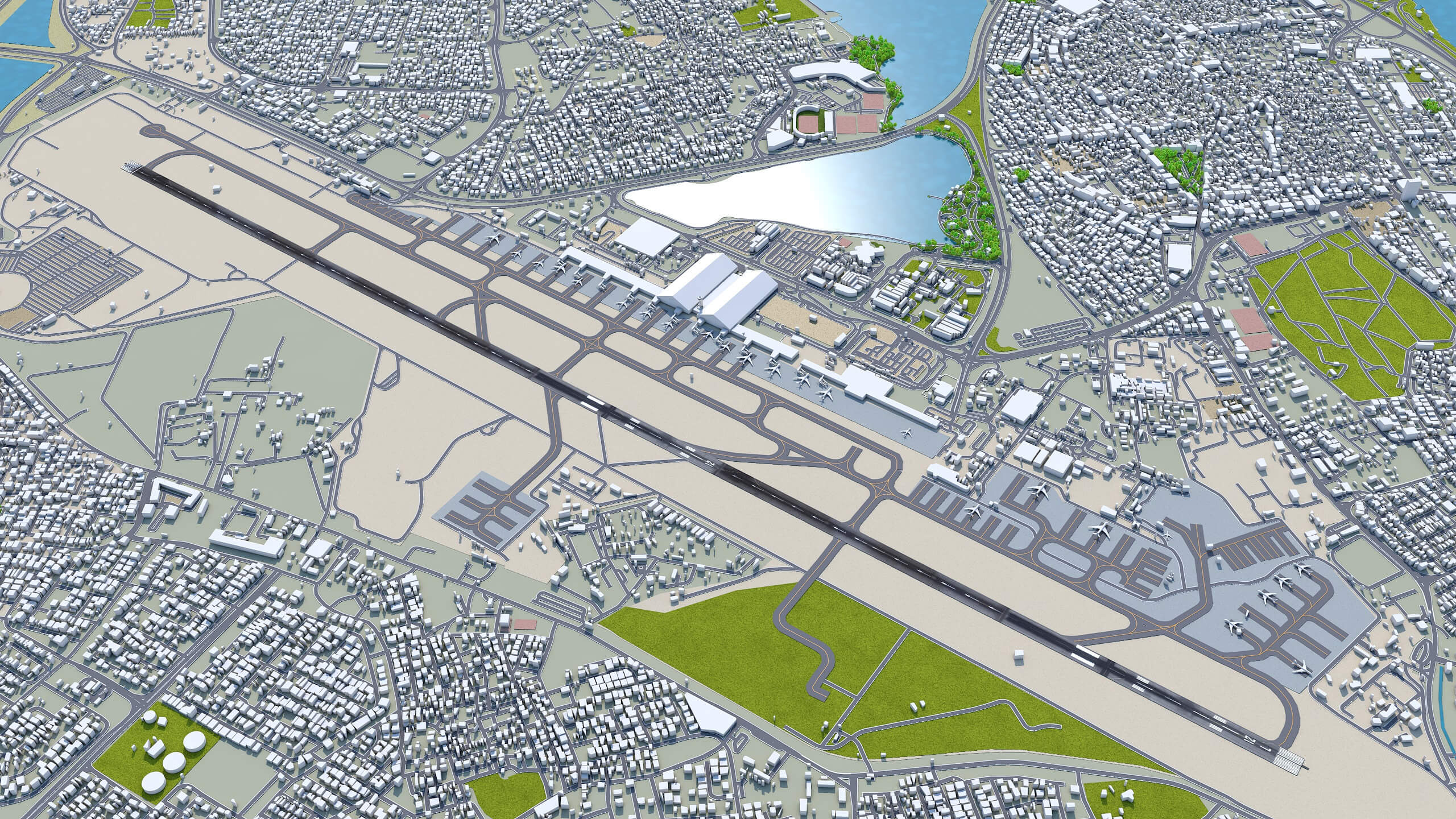 Bahrain Airport 3D Model 10km by 3dstudio