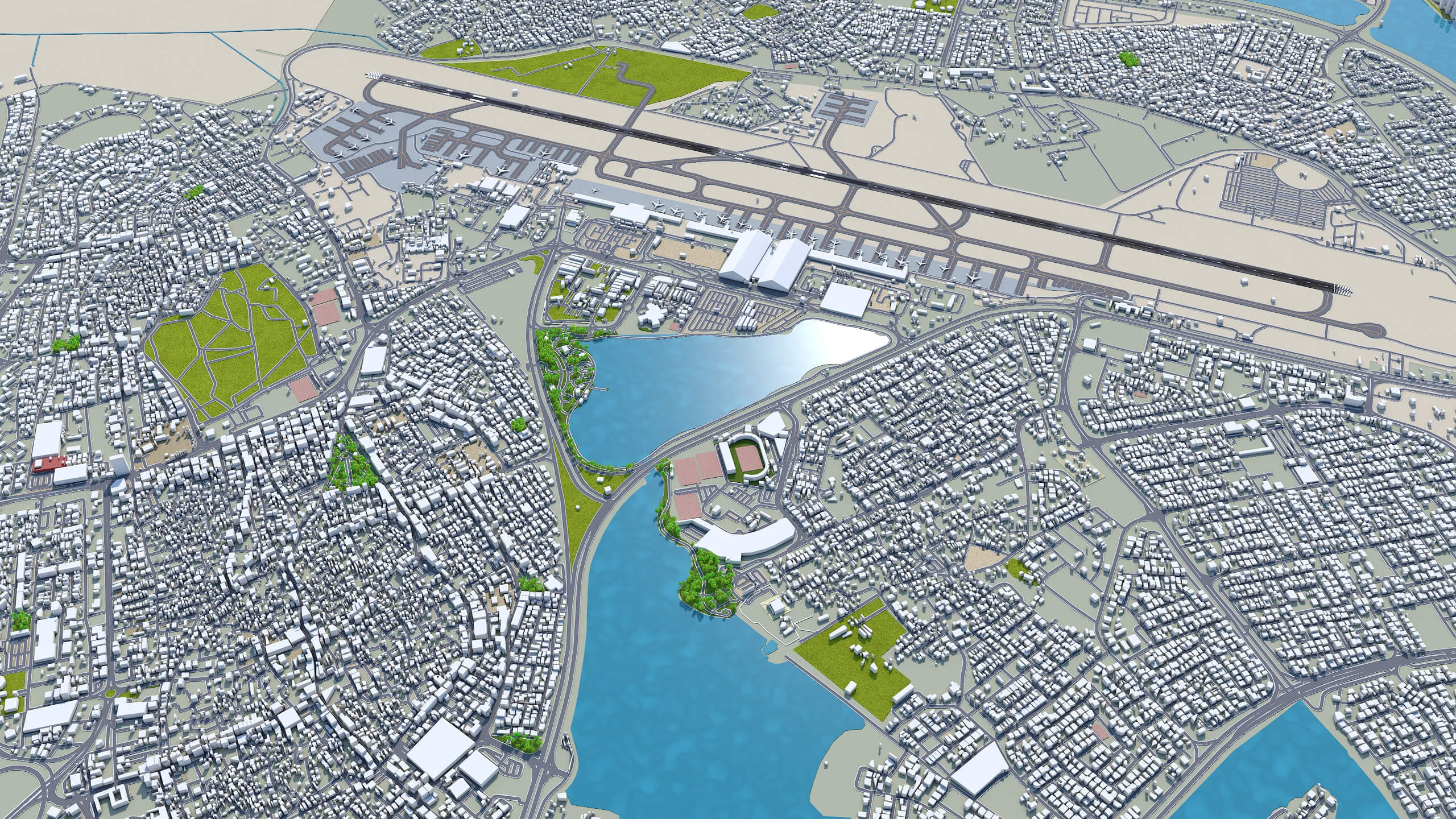 Bahrain Airport 3D Model 10km by 3dstudio