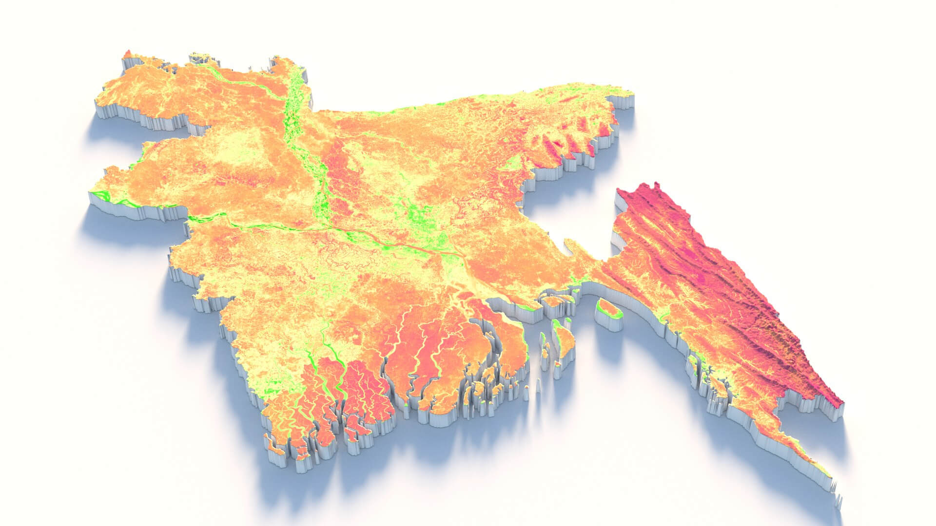 Bangladesh Terrain Map - 3D Model by 3dstudio