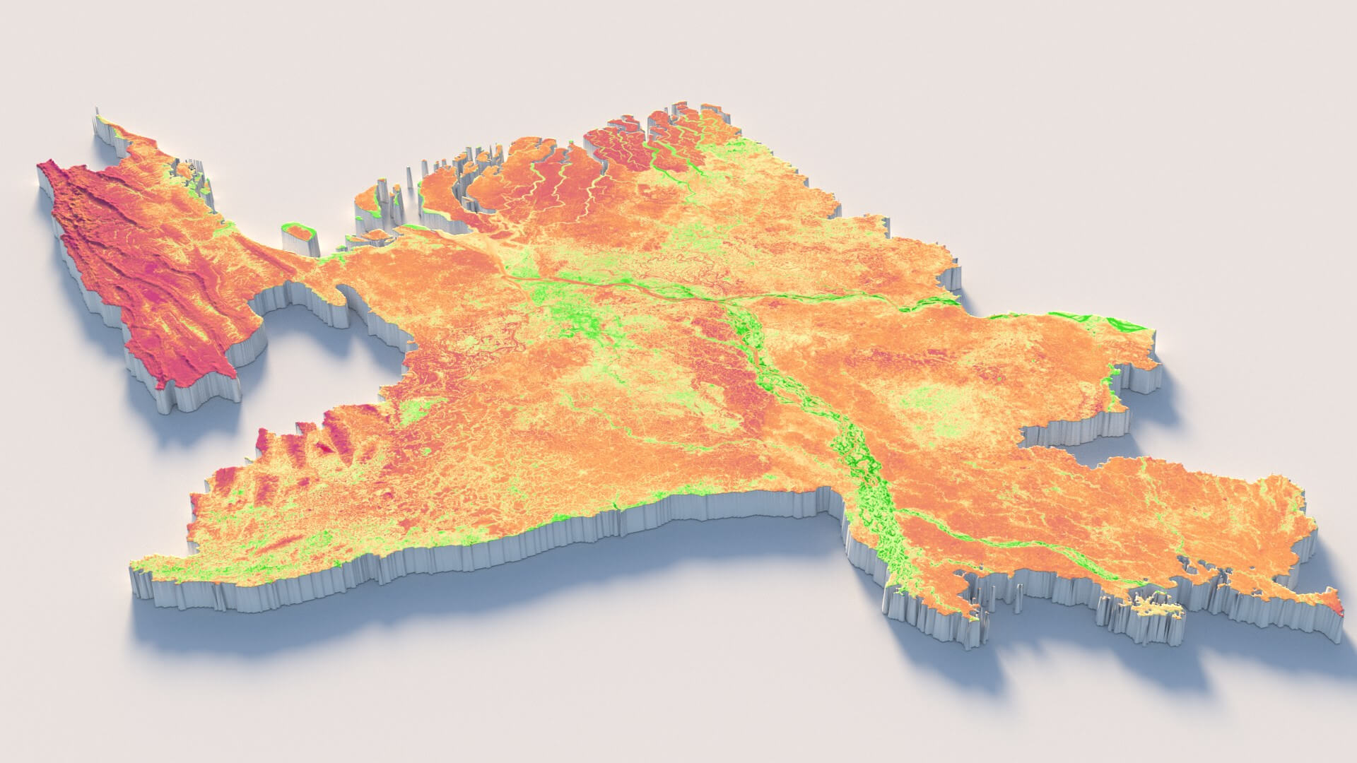 Bangladesh Terrain Map - 3D Model by 3dstudio